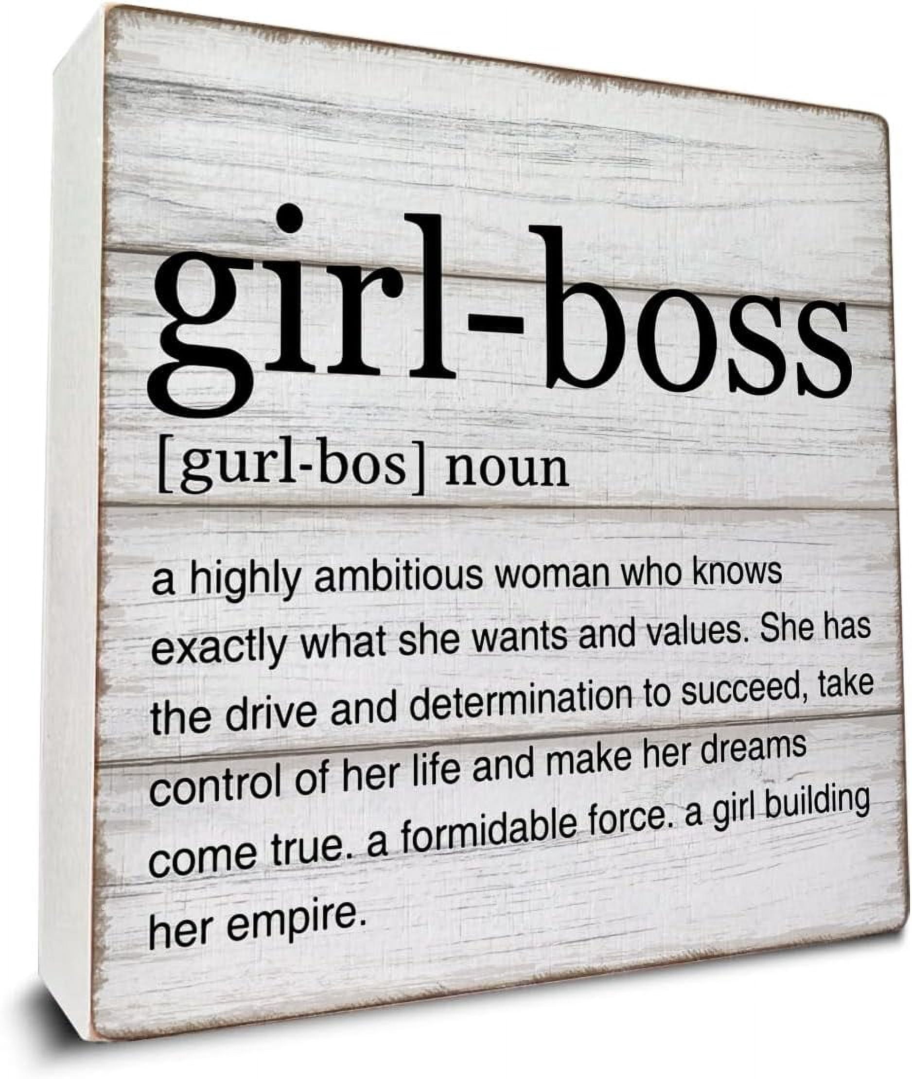 Zomyto 5x5 In Girl Boss Definition Wooden Box Sign Girl Boss Quote Desk ...