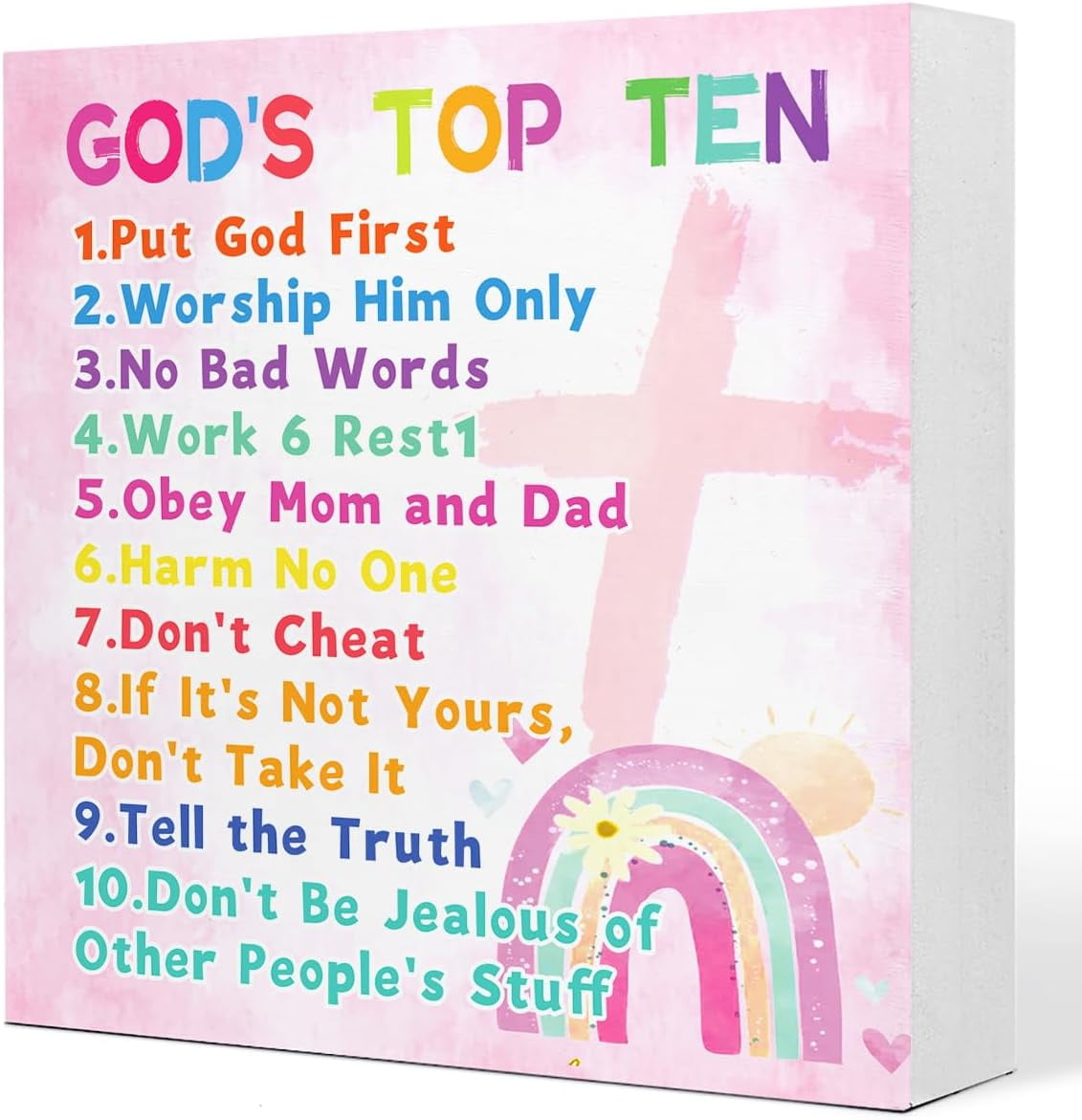 Zomyto 5x5 In God's Top Ten Bible Verse Wood Box Block Plaque Sign ...
