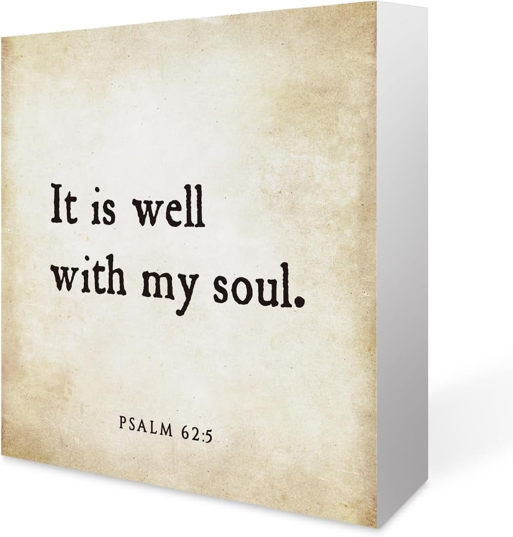 Zomyto 5x5 In Inspirational Bible Verse It Is Well With My Soul Wooden ...