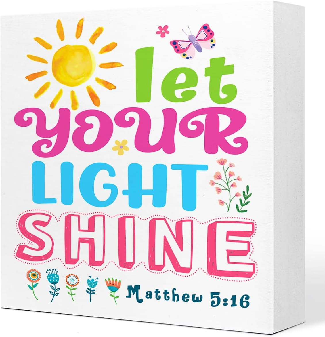 Zomyto 5x5 In Let Your Light Shine Bible Verse Wood Box Block Plaque ...
