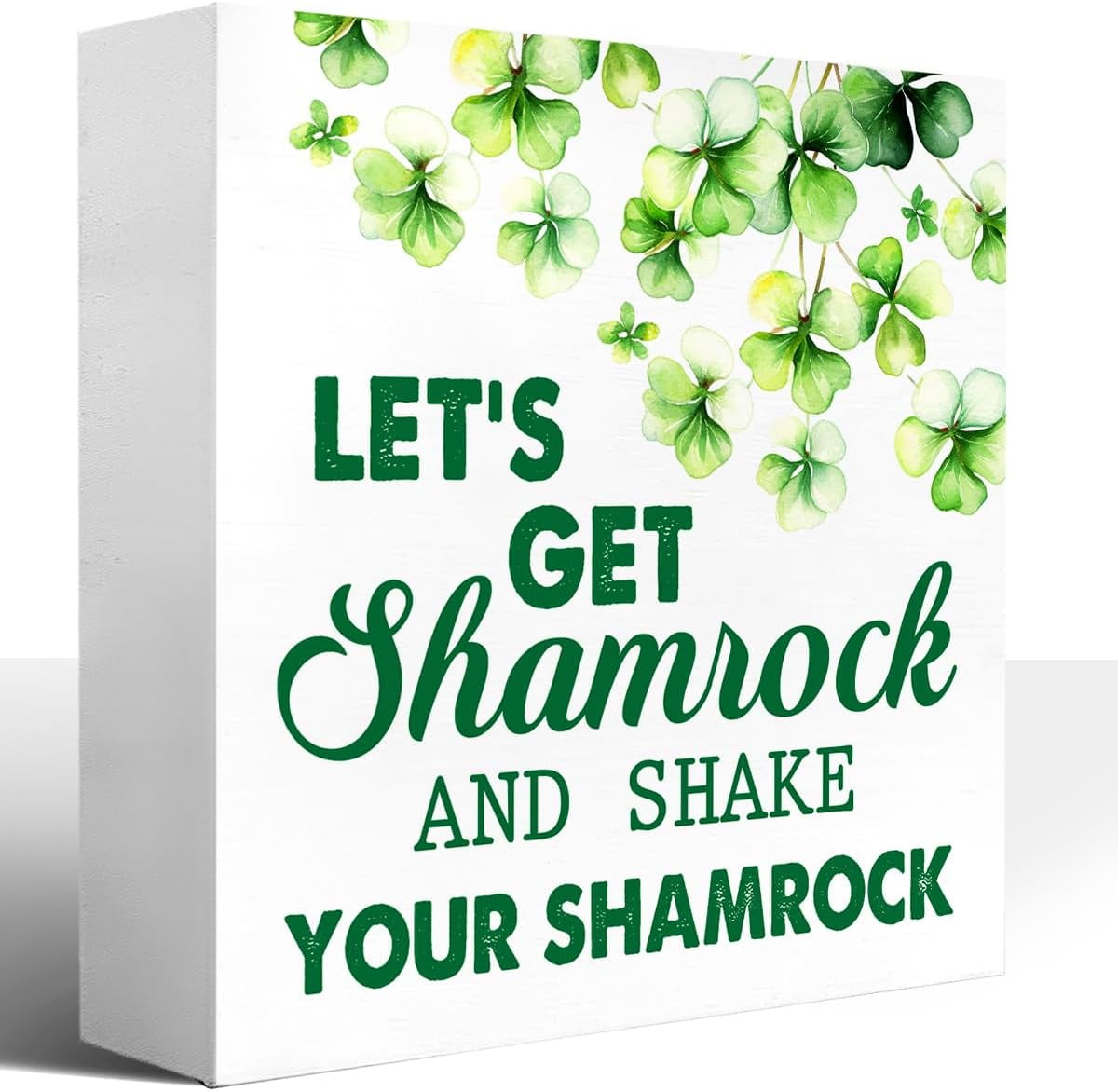 Zomyto 5x5 In St Patricks Day Shamrock Wooden Box Sign,Let's Get ...