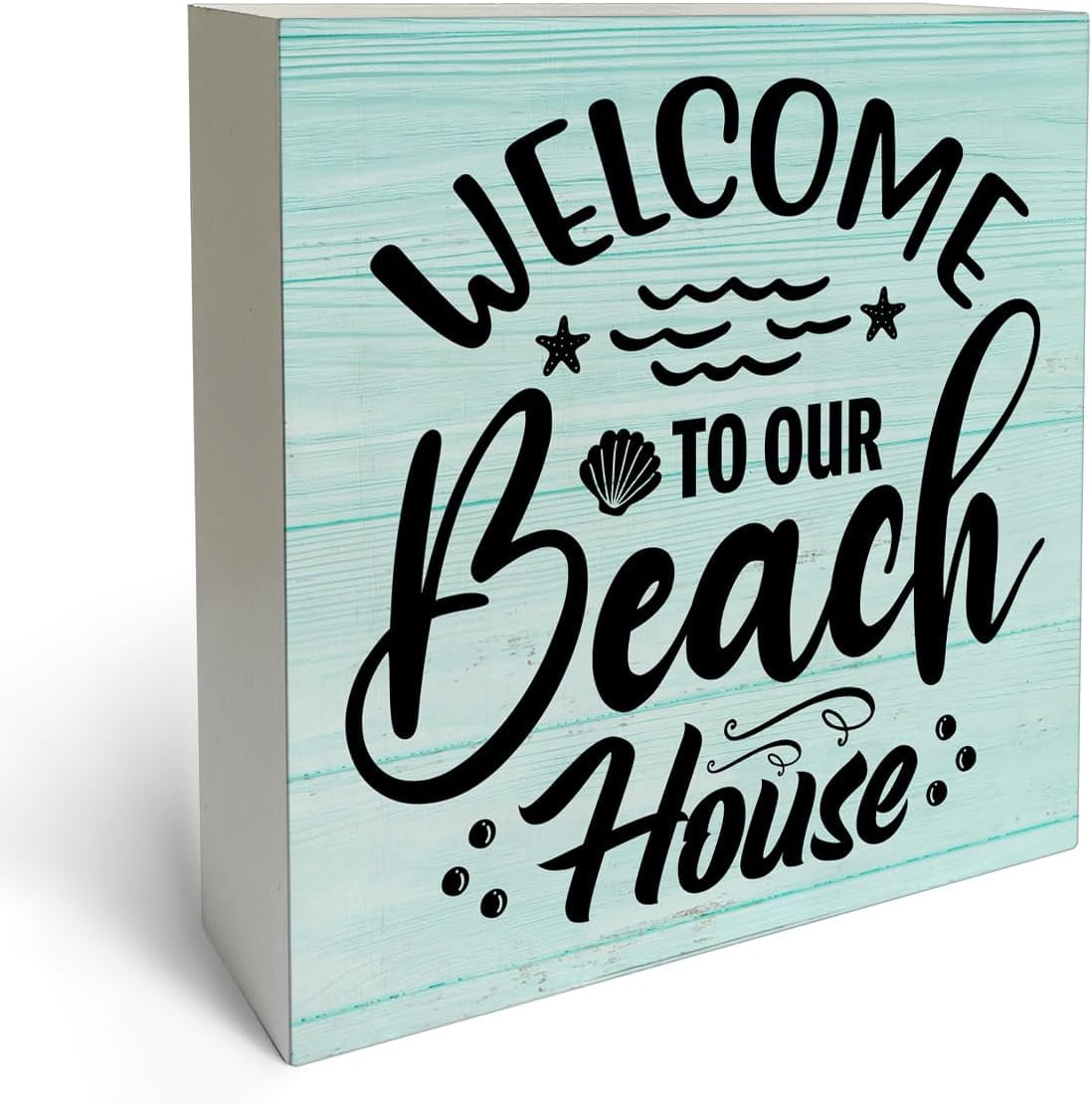 Zomyto 5x5 In Welcom to Our Beach house Wooden Box Sign Desk Decor ...