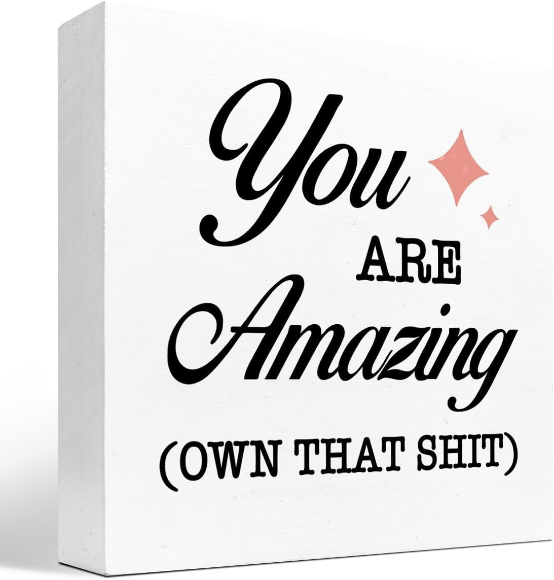 Zomyto 5x5 In You Are Amazing Wooden Box Sign Decor Desk Sign,Humorous ...