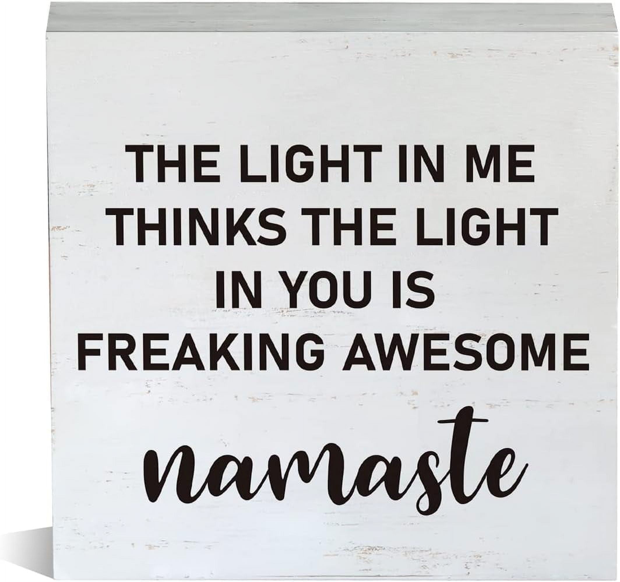 Zomyto 5x5 Inch Farmhouse Namaste Quote Wooden Box Sign Rustic the ...