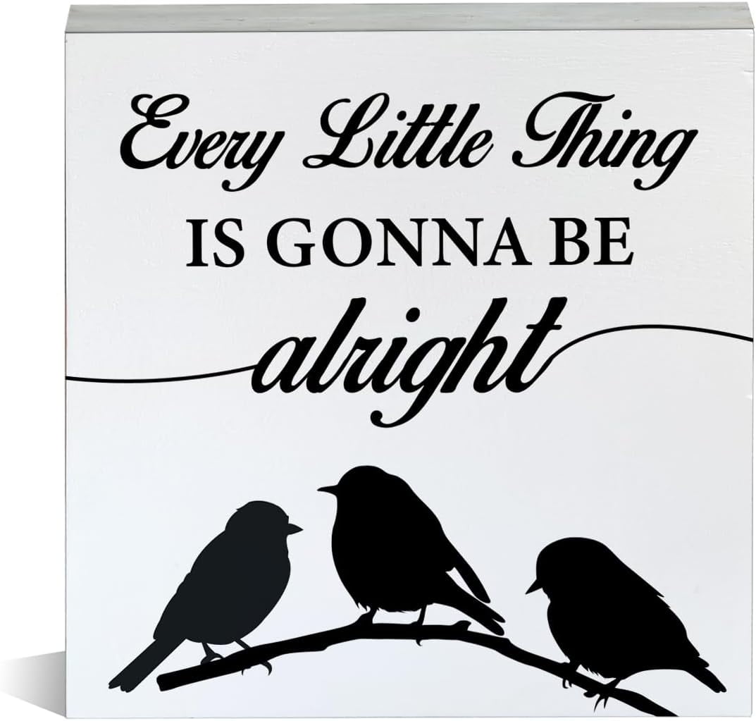 Zomyto 5x5 Inch Inspirational Wooden Sign Every Little Thing Is Gonna ...