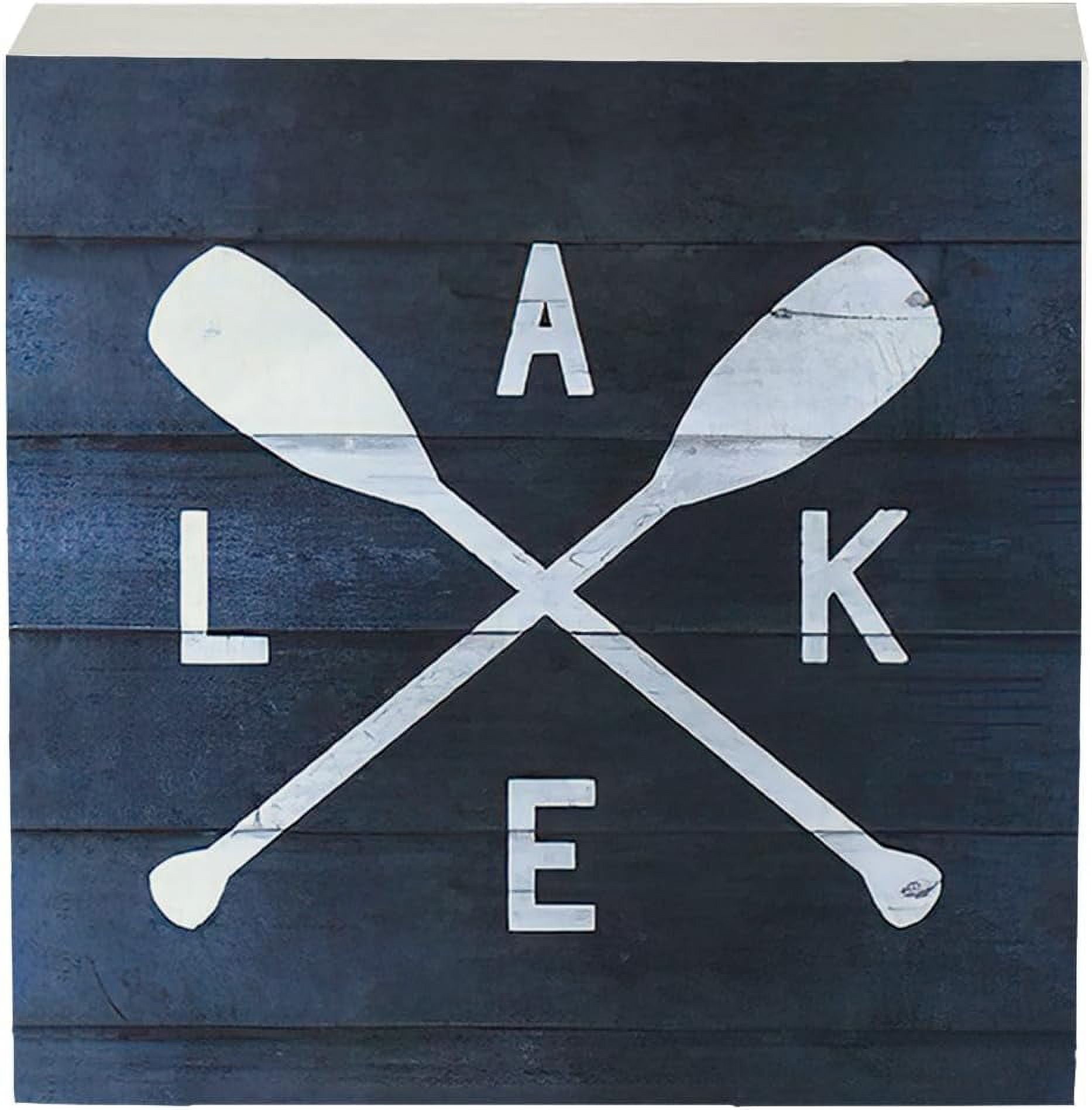 Zomyto 5x5 Inch Lake Paddle Canoe Oar Compass Navy Wooden Box Sign ...