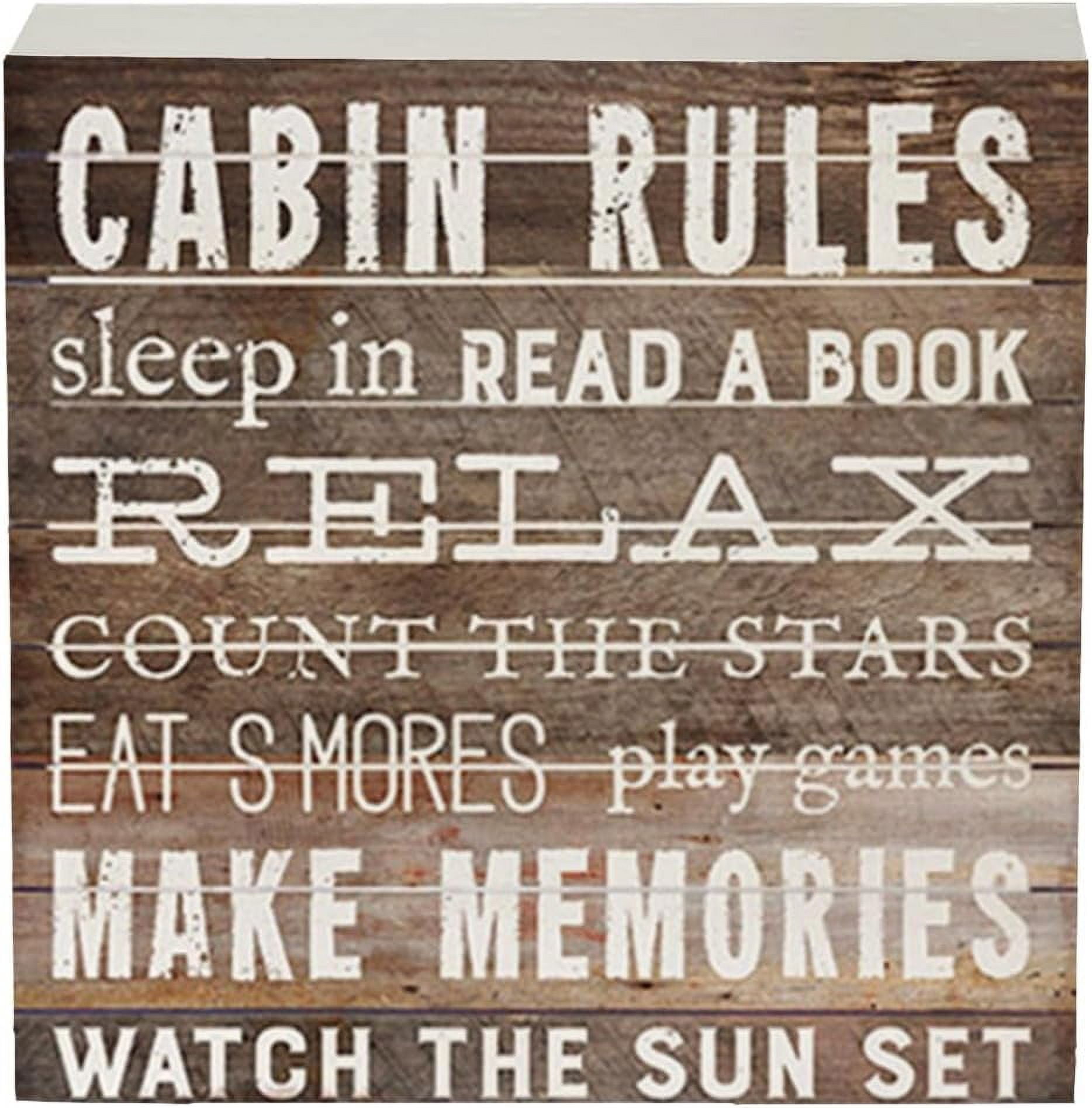 Zomyto 5x5 Inch Rustic Cabin Rules Wooden Box Sign Decor,Gifts for ...