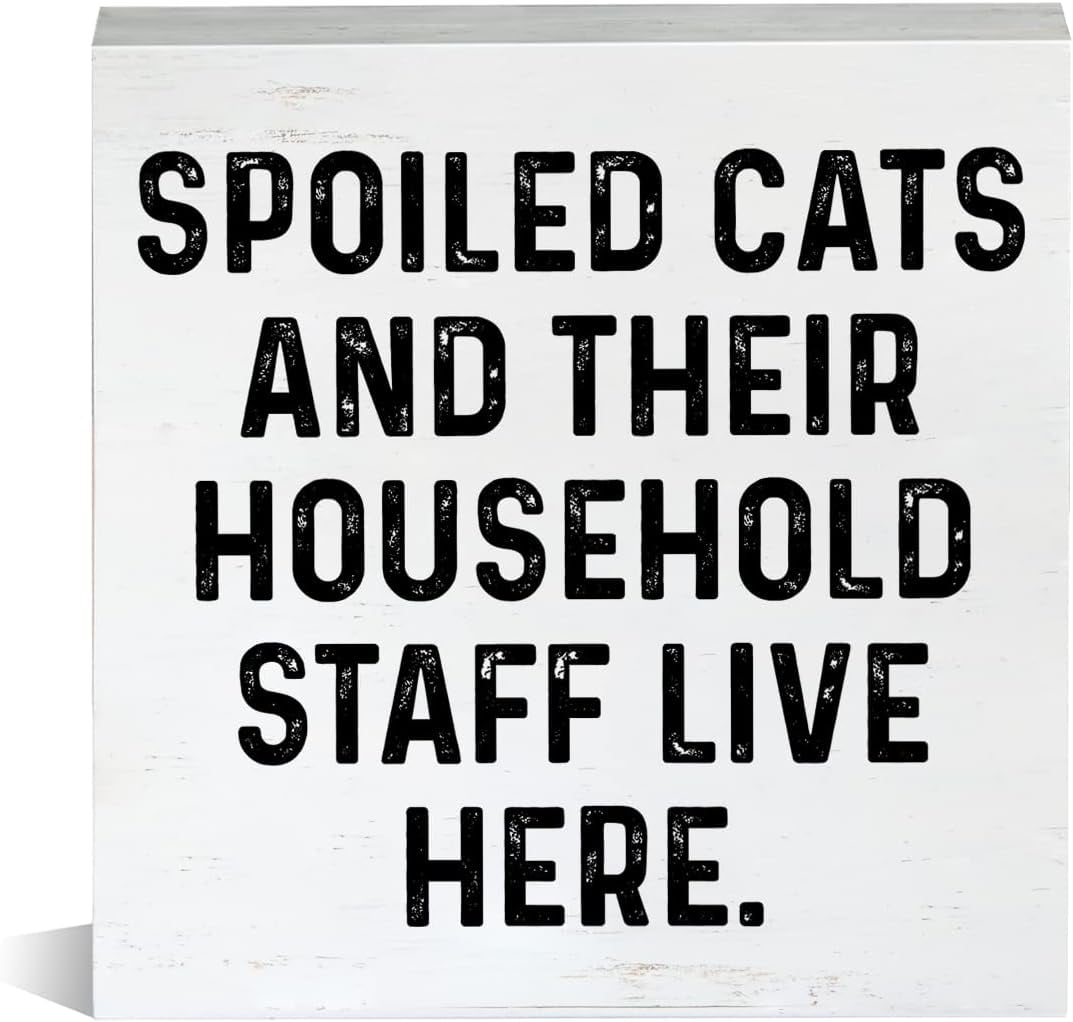 Zomyto 5x5 Inch Spoiled Cats and Their Household Quote Sayings Wooden ...