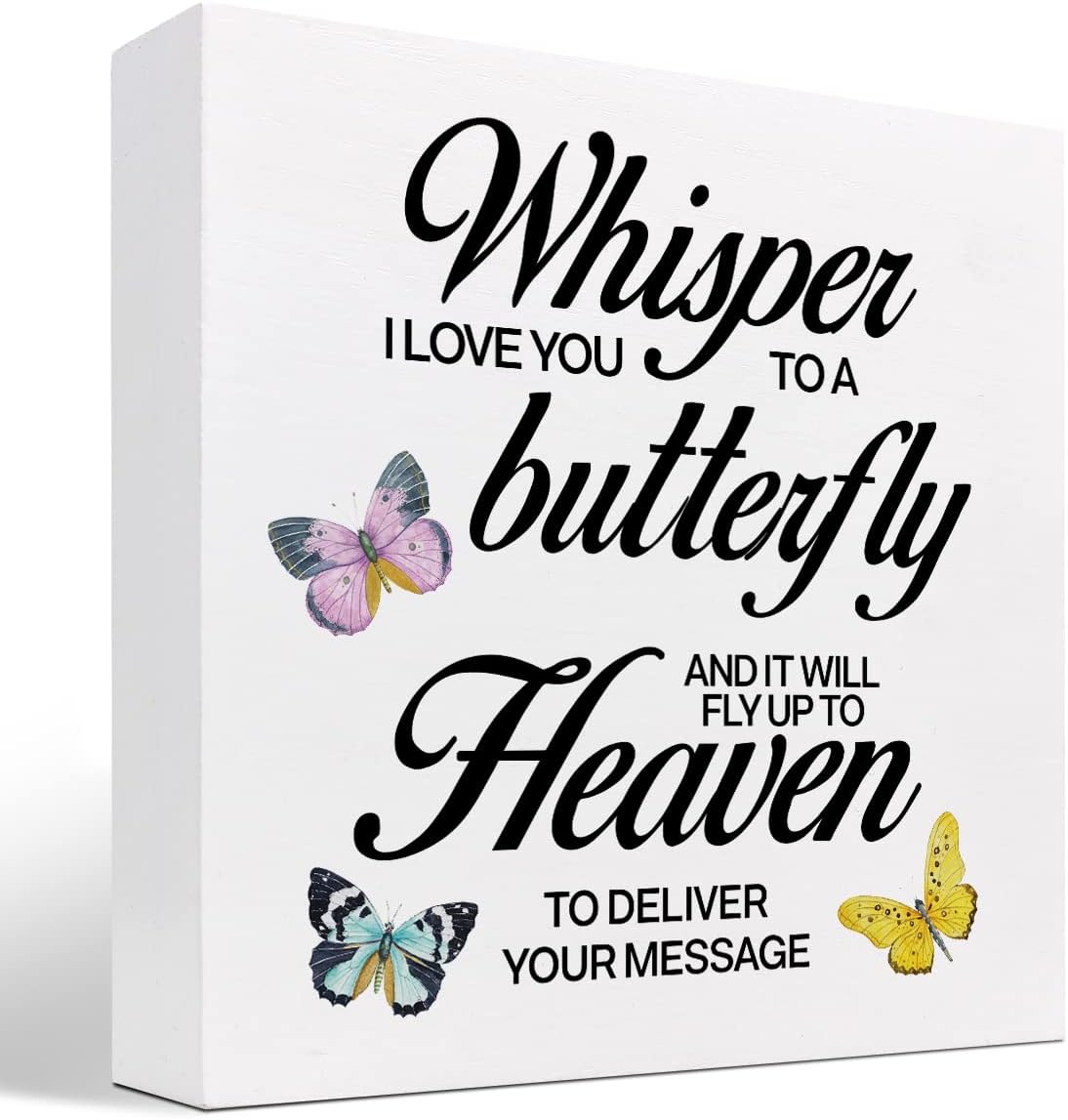 Zomyto 5x5 Inch Whisper I Love You to A Butterfly and It Will Fly Up to Heaven Wooden Box Sign ...
