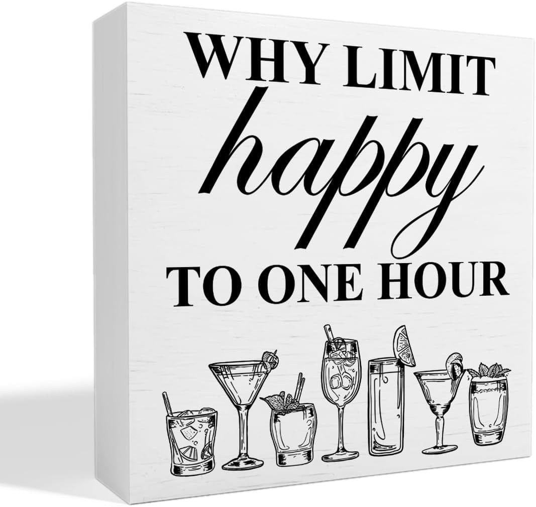 Zomyto 5x5 Inches Bar Decor Wooden Box Sign, Cheers Bar Cart Cocktails ...