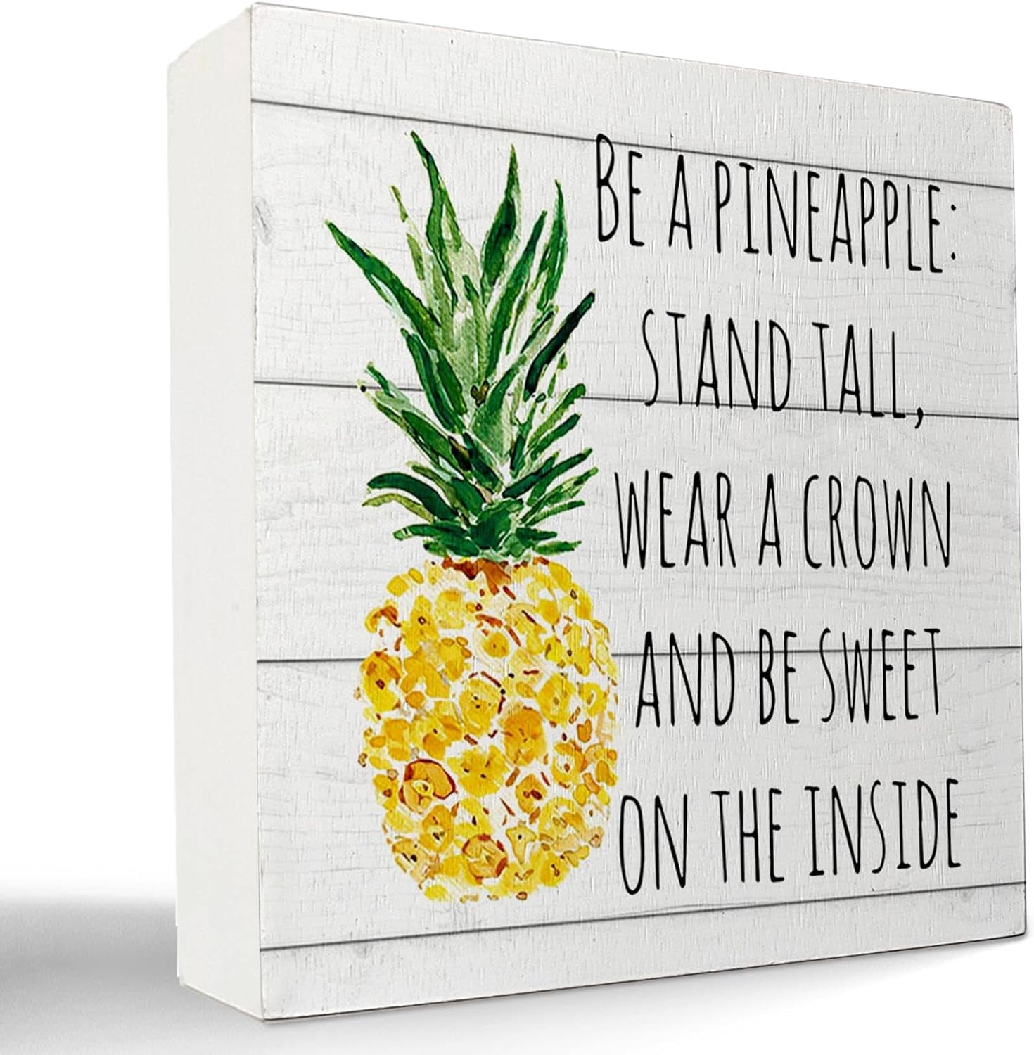 Zomyto 5x5 Inches Be a Pineapple stand Tall Wear a Crown Wooden Box ...