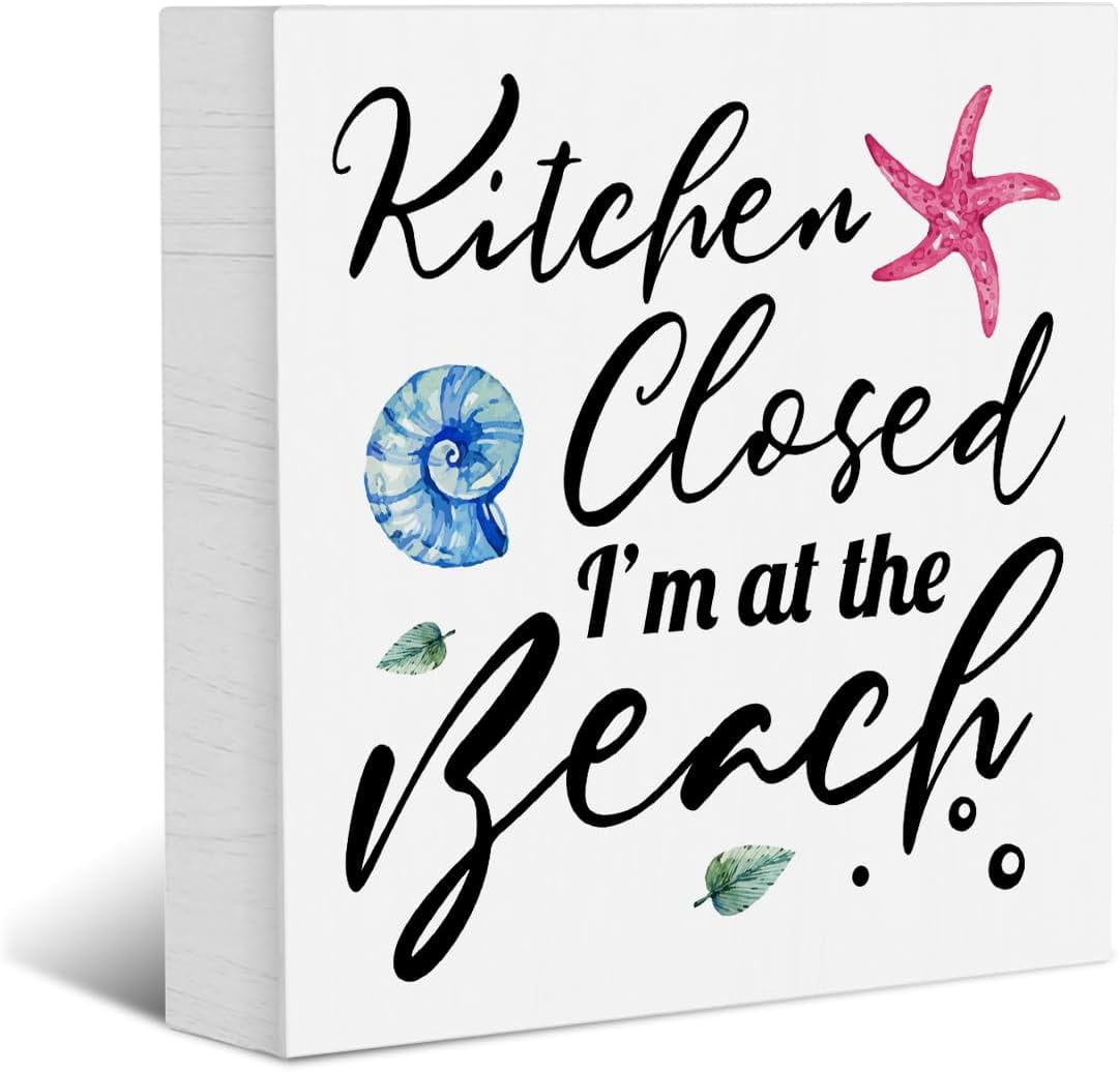 Zomyto 5x5 Inches Beach Decor Beach Gifts Wood Box Signs Ocean Coastal ...
