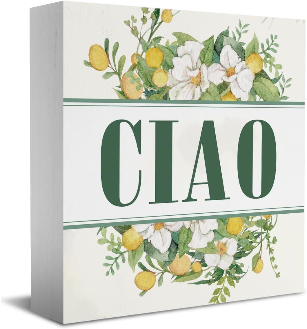 Zomyto 5x5 Inches Ciao Sign Italian Hello Welcome Sign Desk Decor ...