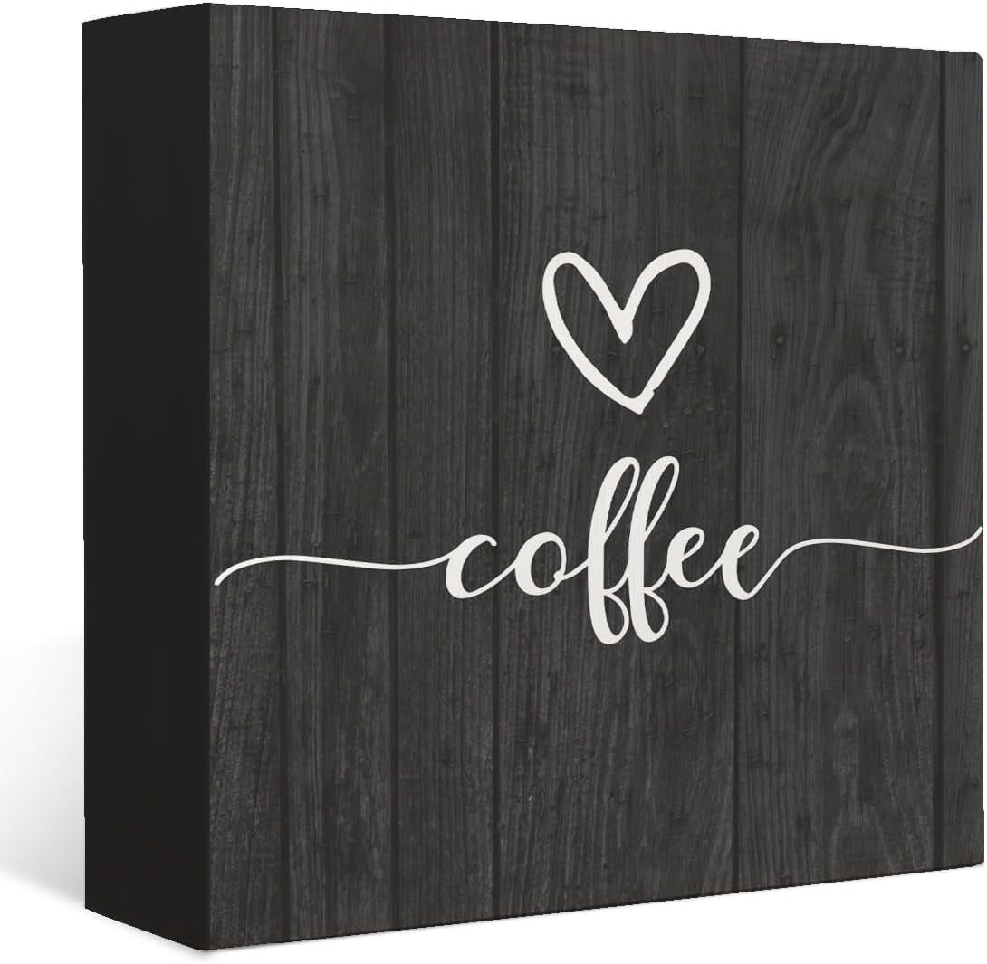 Zomyto 5x5 Inches Coffee Bar Decor Wooden Sign,Coffee Bar Accessories ...