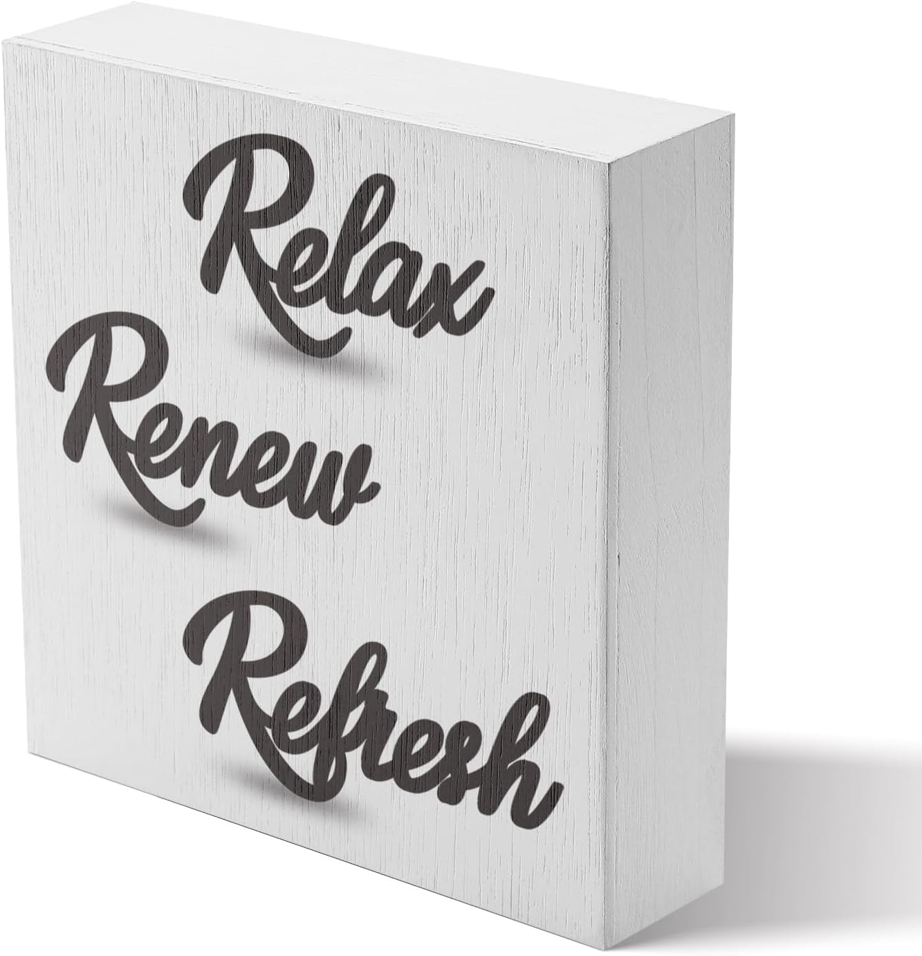 Zomyto 5x5 Inches Decor Wooden Sign Relax Renew Refresh Sign Wall Art ...