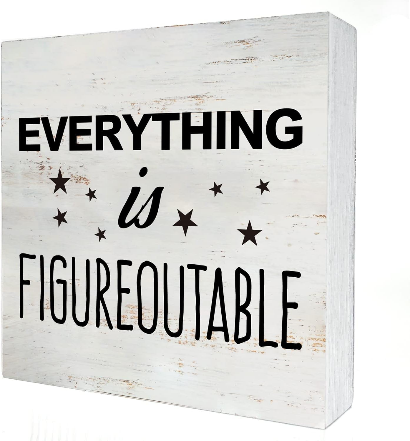 Zomyto 5x5 Inches Everything is Figureoutable Wooden Box Sign with ...