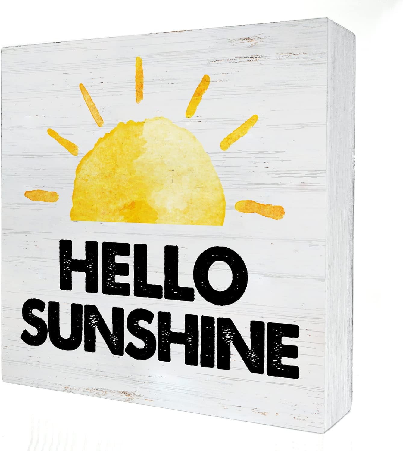 Zomyto 5x5 Inches Farmhouse Hello Sunshine Wood Box Sign Decor Rustic ...