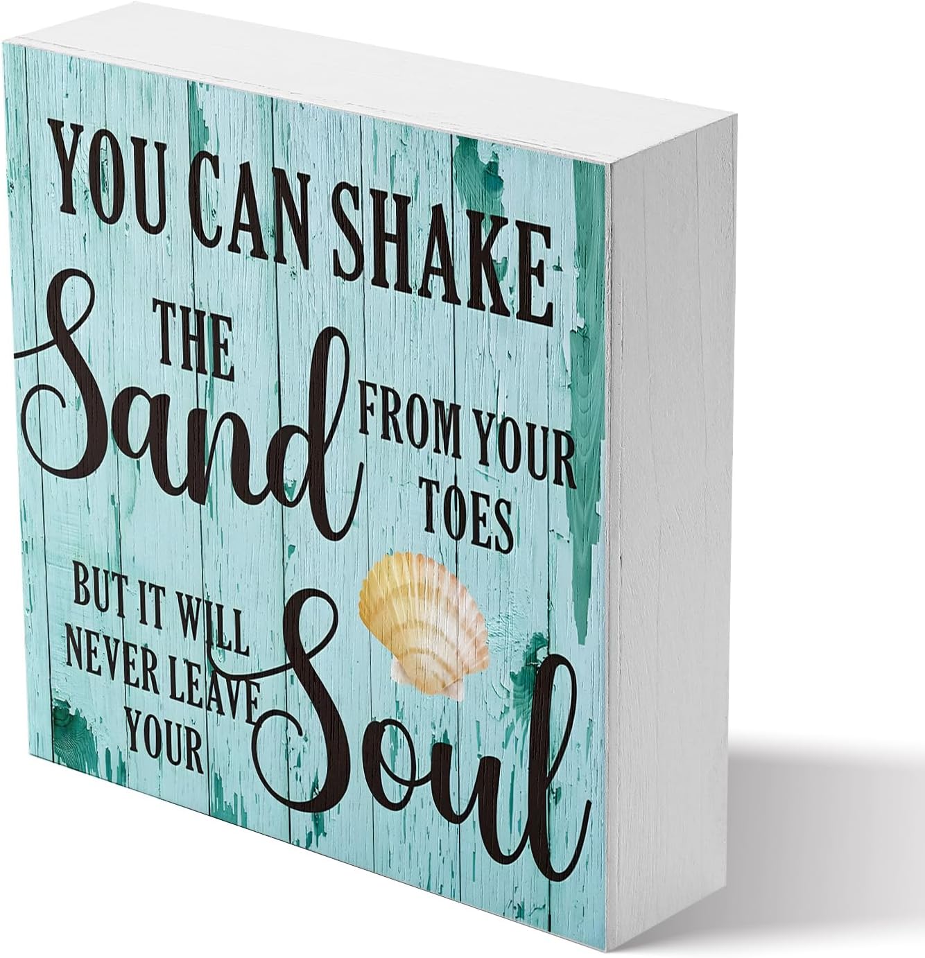 Zomyto 5x5 Inches Farmhouse Motivational Quote Wooden Box Signs,Rustic Summer Beach Artwork Sign ...