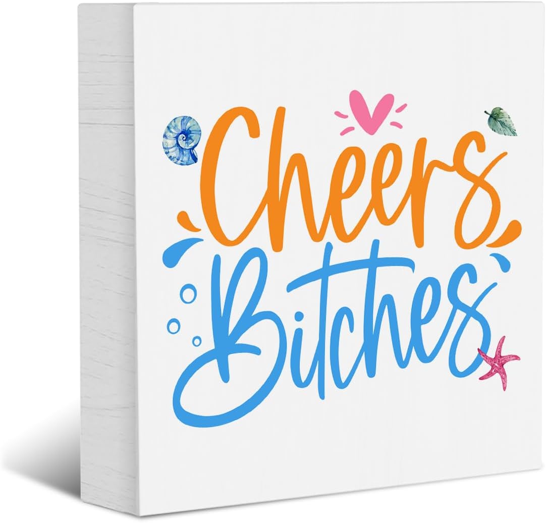 Zomyto 5x5 Inches Funny Summer Decor Summer Gifts Wood Box Signs Beach ...