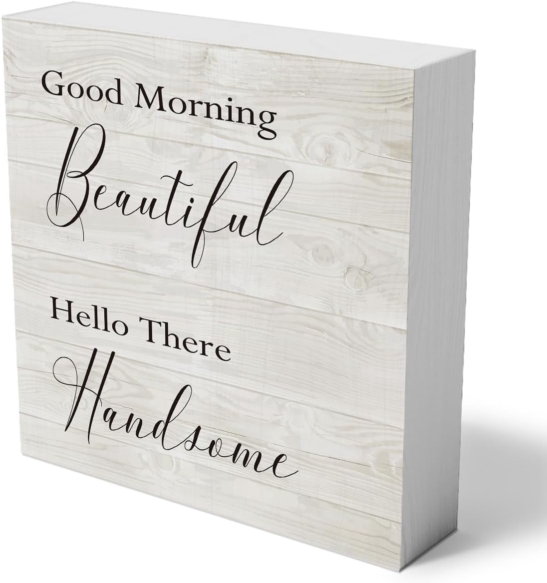 Zomyto 5x5 Inches Good Morning Beautiful Hello There Handsome Wooden ...