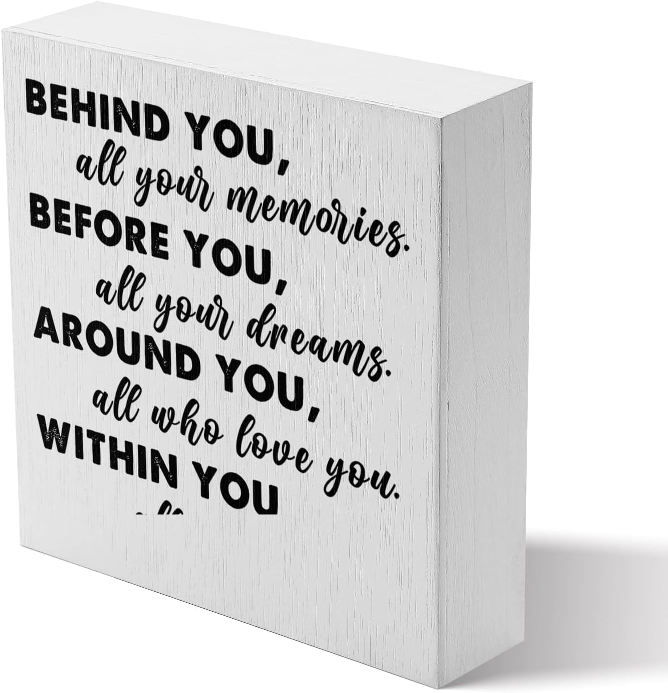 Zomyto 5x5 Inches Graduation Quote Wood Box Sign Decor Desk Table Sign Positive Behind You All ...