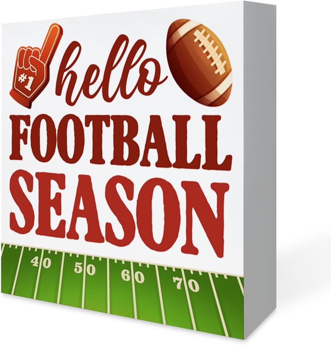 Zomyto 5x5 Inches Hello Football Season Desk Decor Gifts For Football ...