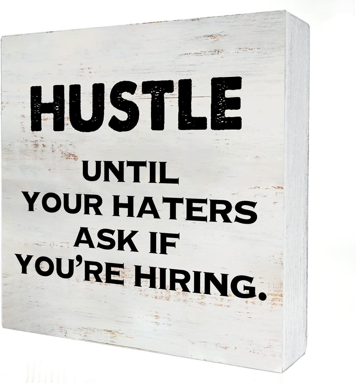 Zomyto 5x5 Inches Hustle Until Your Haters Ask Wooden Box Sign with ...