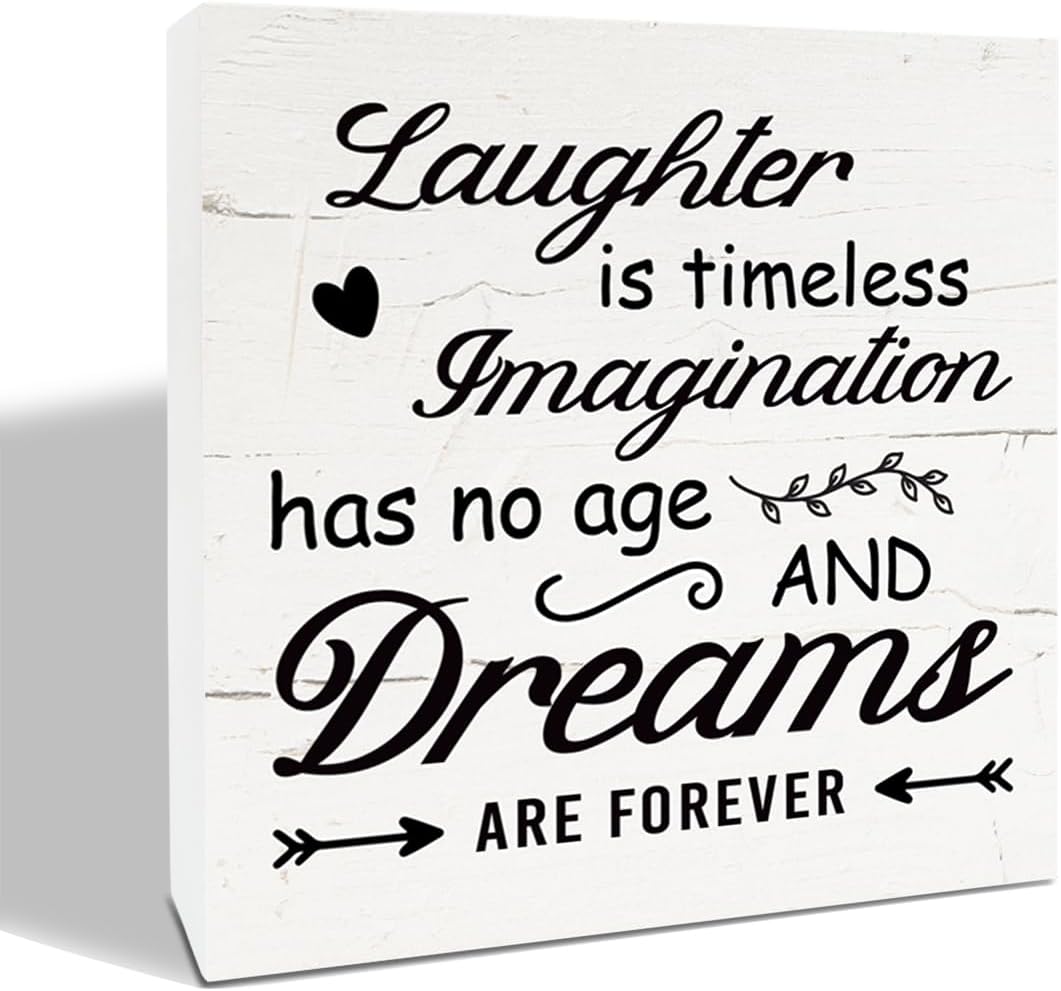 Zomyto 5x5 Inches Laughter is Timeless Sign, Inspirational Wood Sign ...