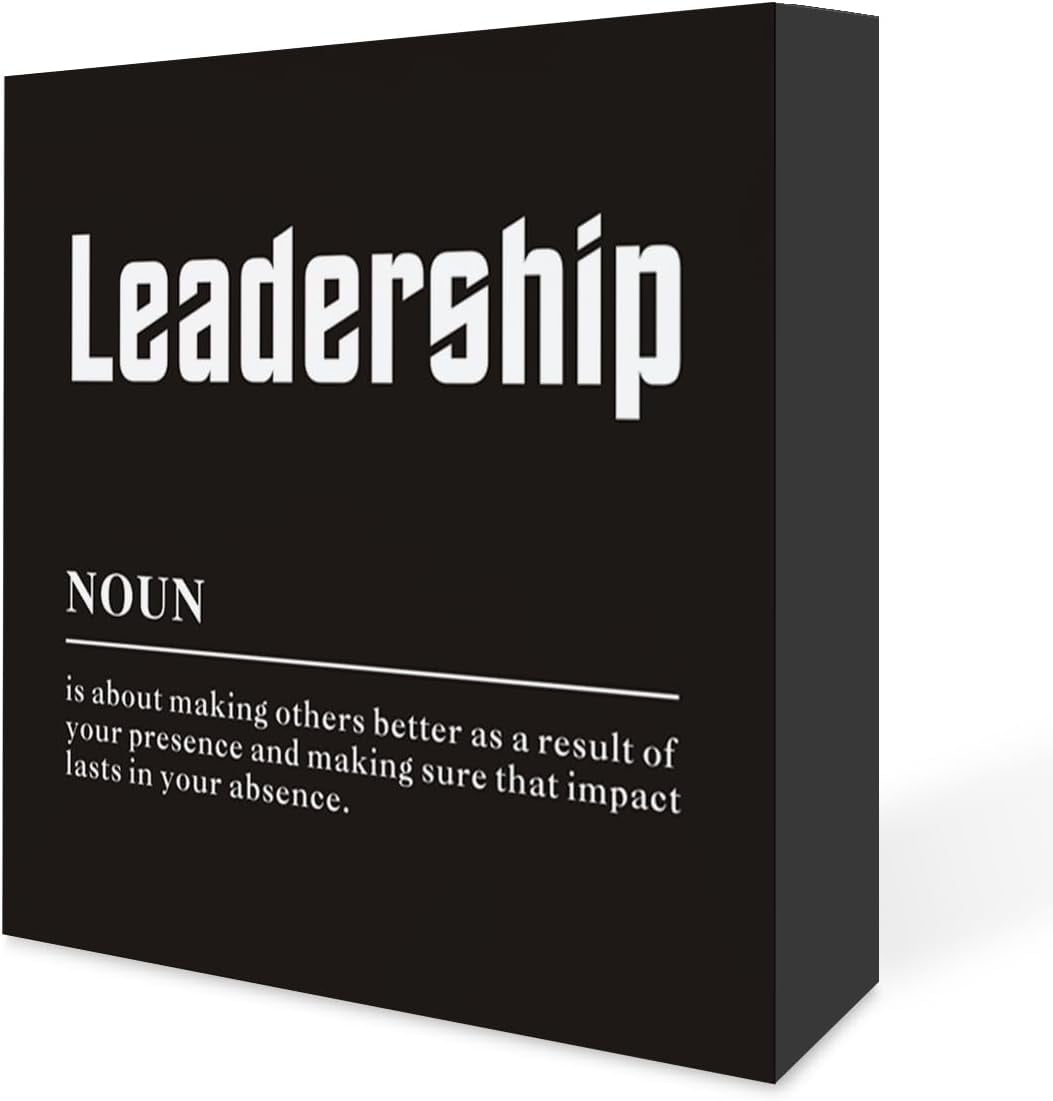 Zomyto 5x5 Inches Leadership Quote Wood Box Sign Decor Desk Sign ...