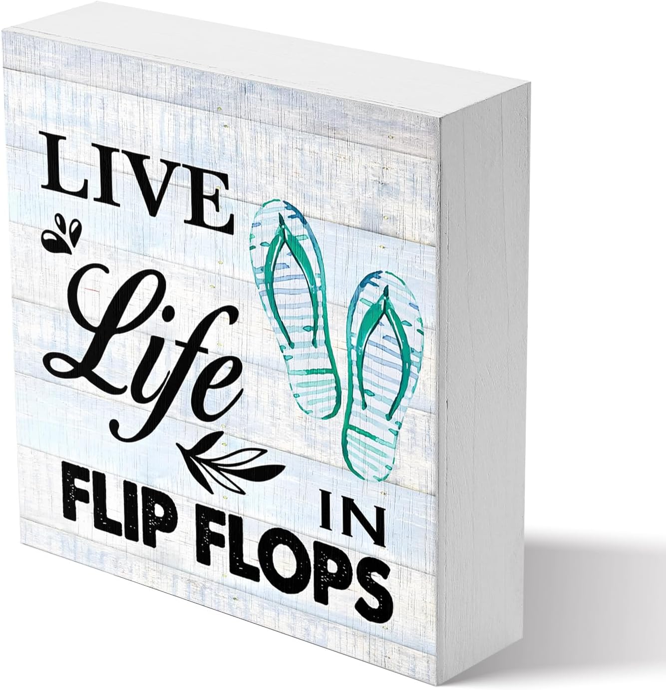 Zomyto 5x5 Inches Live Life in Flip Flops Quote Wooden Box Signs,Rustic ...