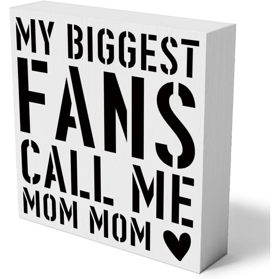 Zomyto 5x5 Inches Mom Wooden Box Sign Rustic My Biggest Fans Call Me ...