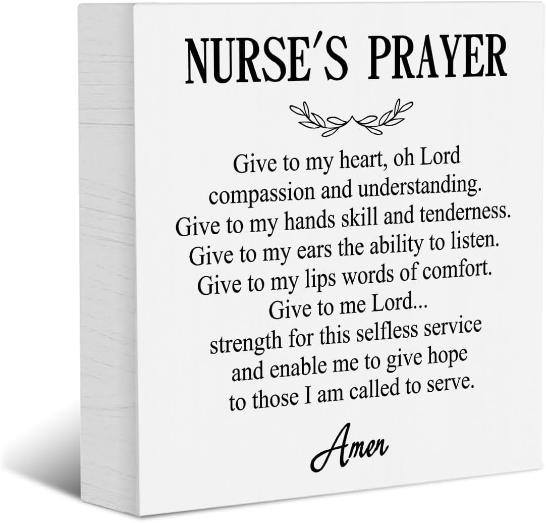 Zomyto 5x5 Inches Nurse Quote Wood Box Sign, Nurse's Prayer Wood Box ...