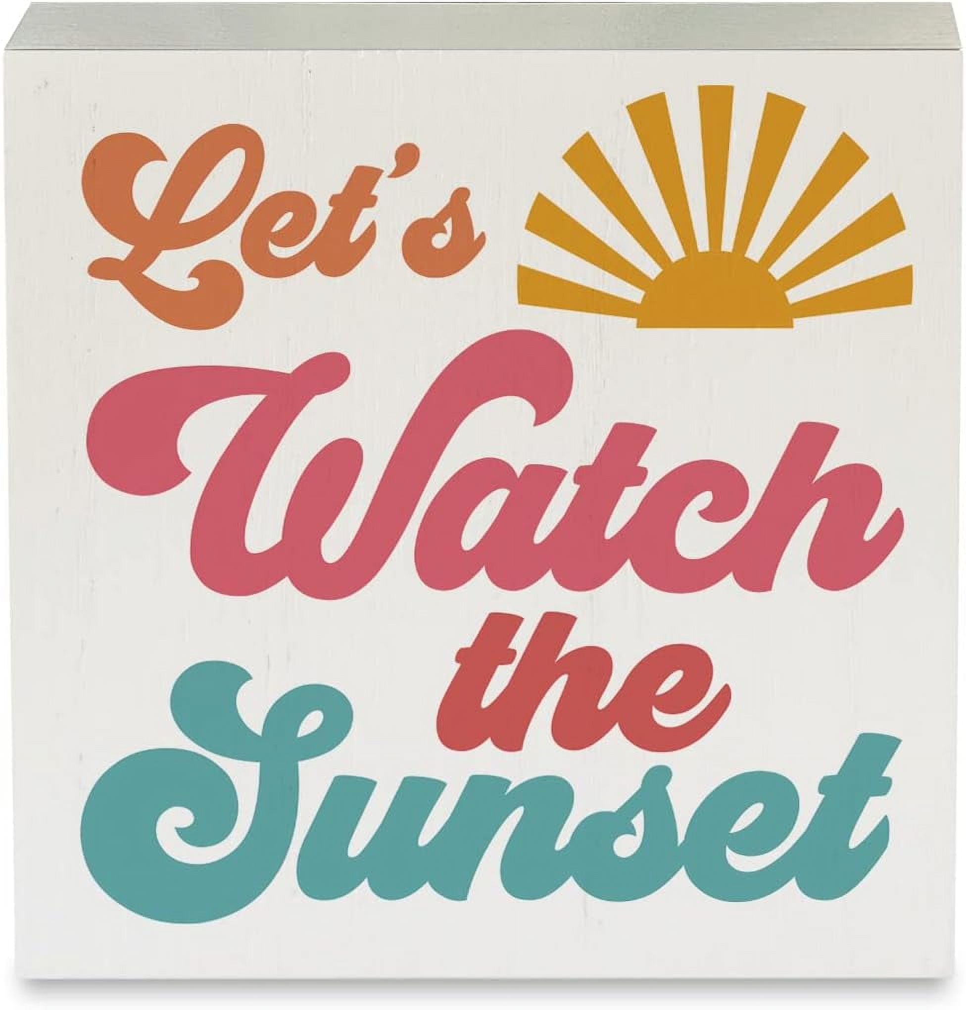 Zomyto 5x5 Inches Retro Sunset Wood Box Sign Rustic Let's Watch the ...