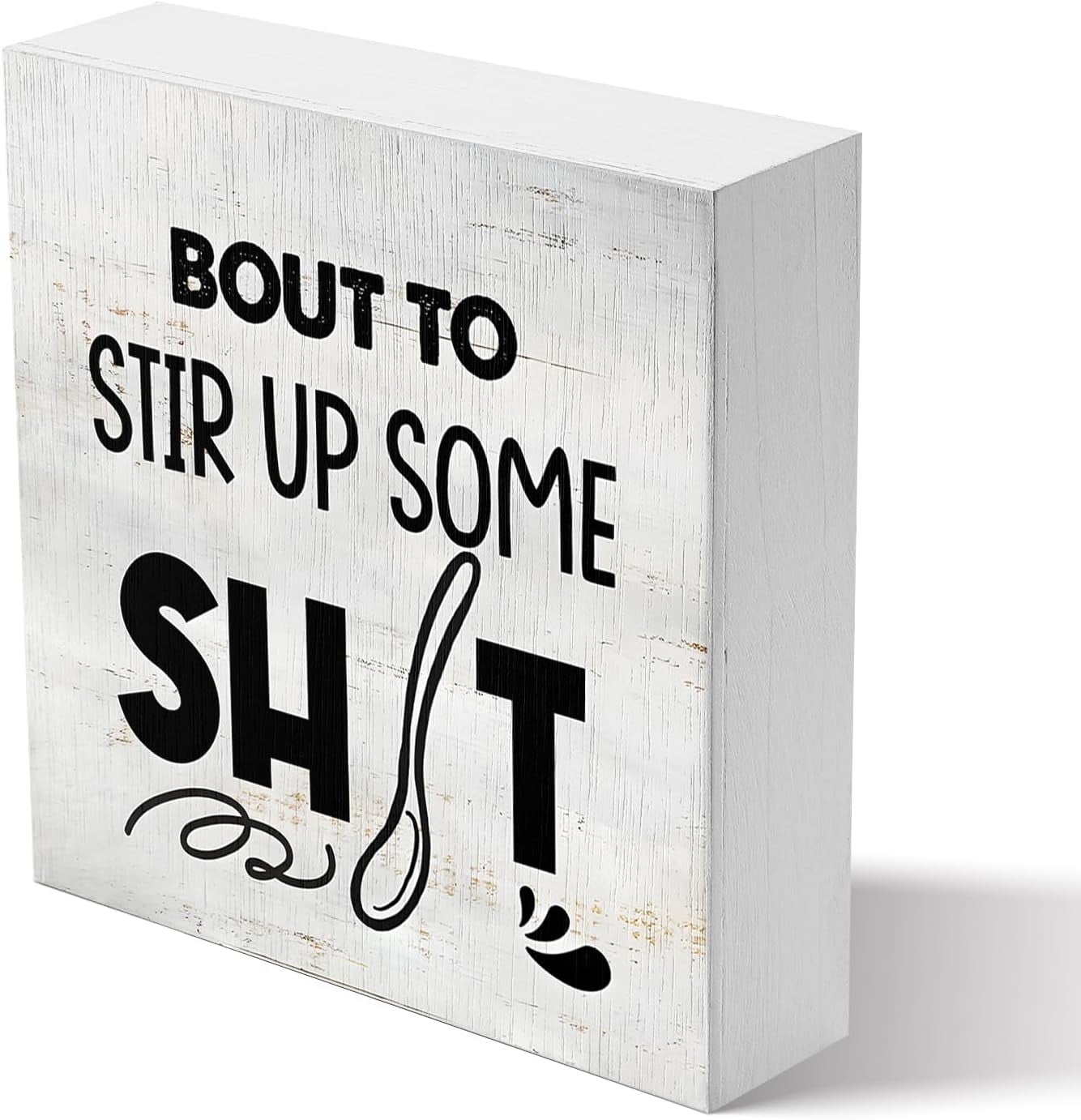 Zomyto 5x5 Inches Rustic Bout To Stir Up Wood Box Sign Funny Wooden Box ...