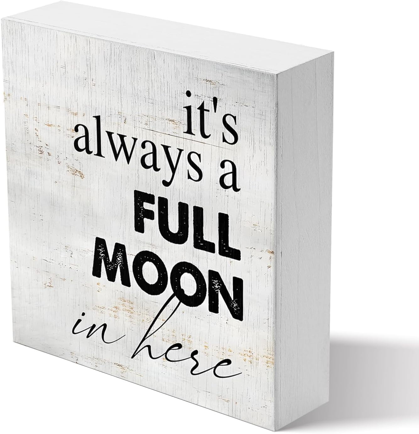 Zomyto 5x5 Inches Rustic Full Moon Humor Wooden Box Signs,Farmhouse ...