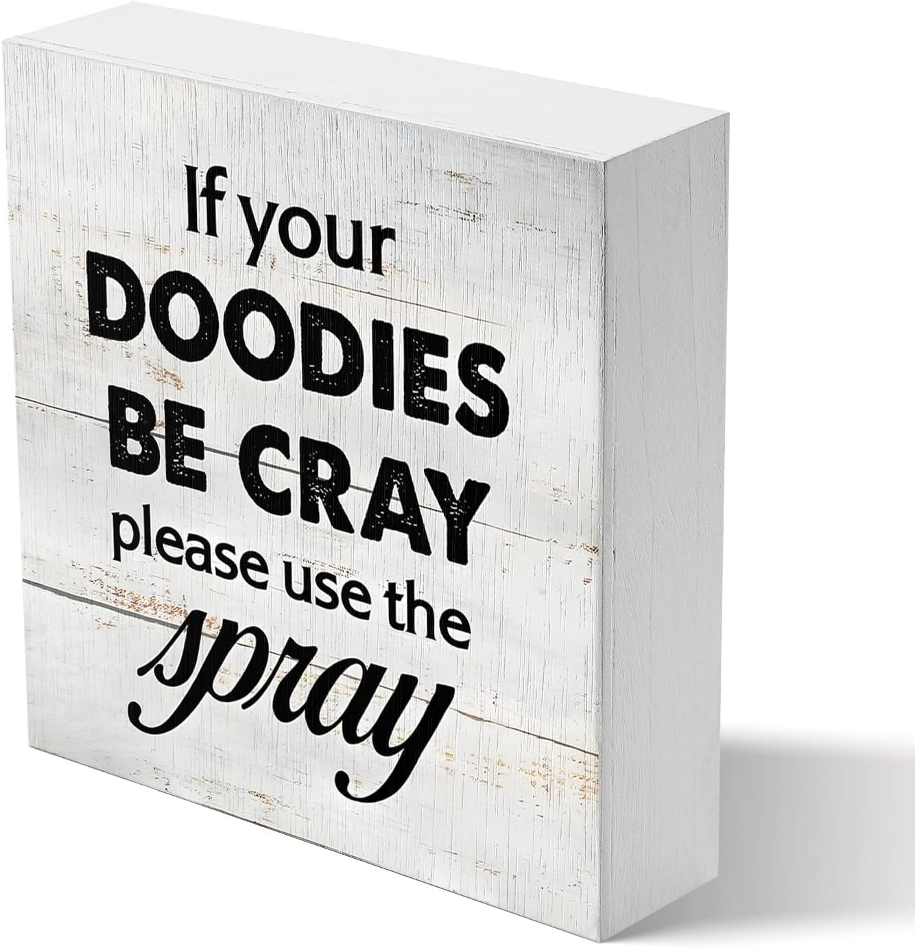 Zomyto 5x5 Inches Rustic Funny Wooden Box Signs,Humor Farmhouse Desk ...