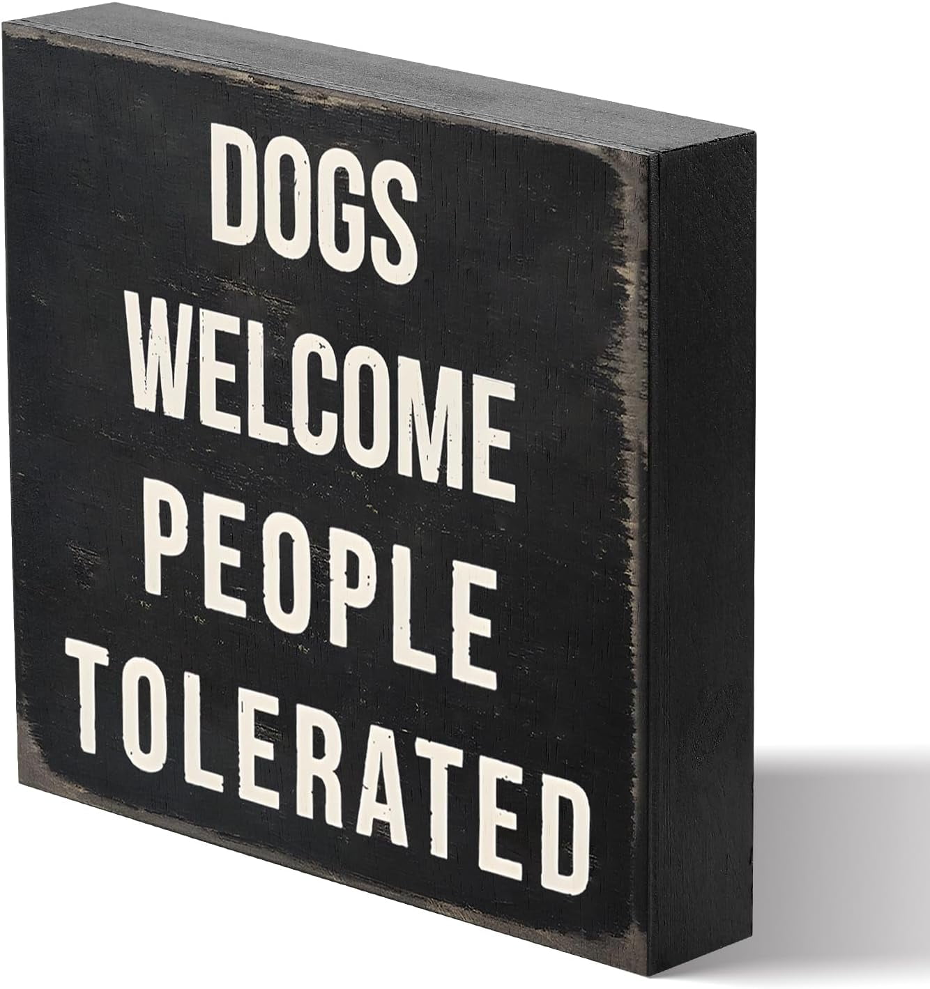 Zomyto 5x5 Inches Rustic Wooden Decor Sign - 'Dogs Welcome, People ...