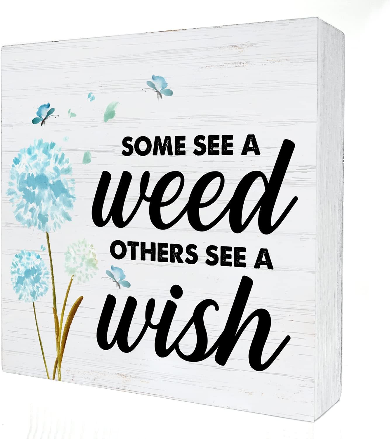 Zomyto 5x5 Inches Some See a Weed Others See a Wish Wood Box Sign Decor Positive Quote Wooden ...