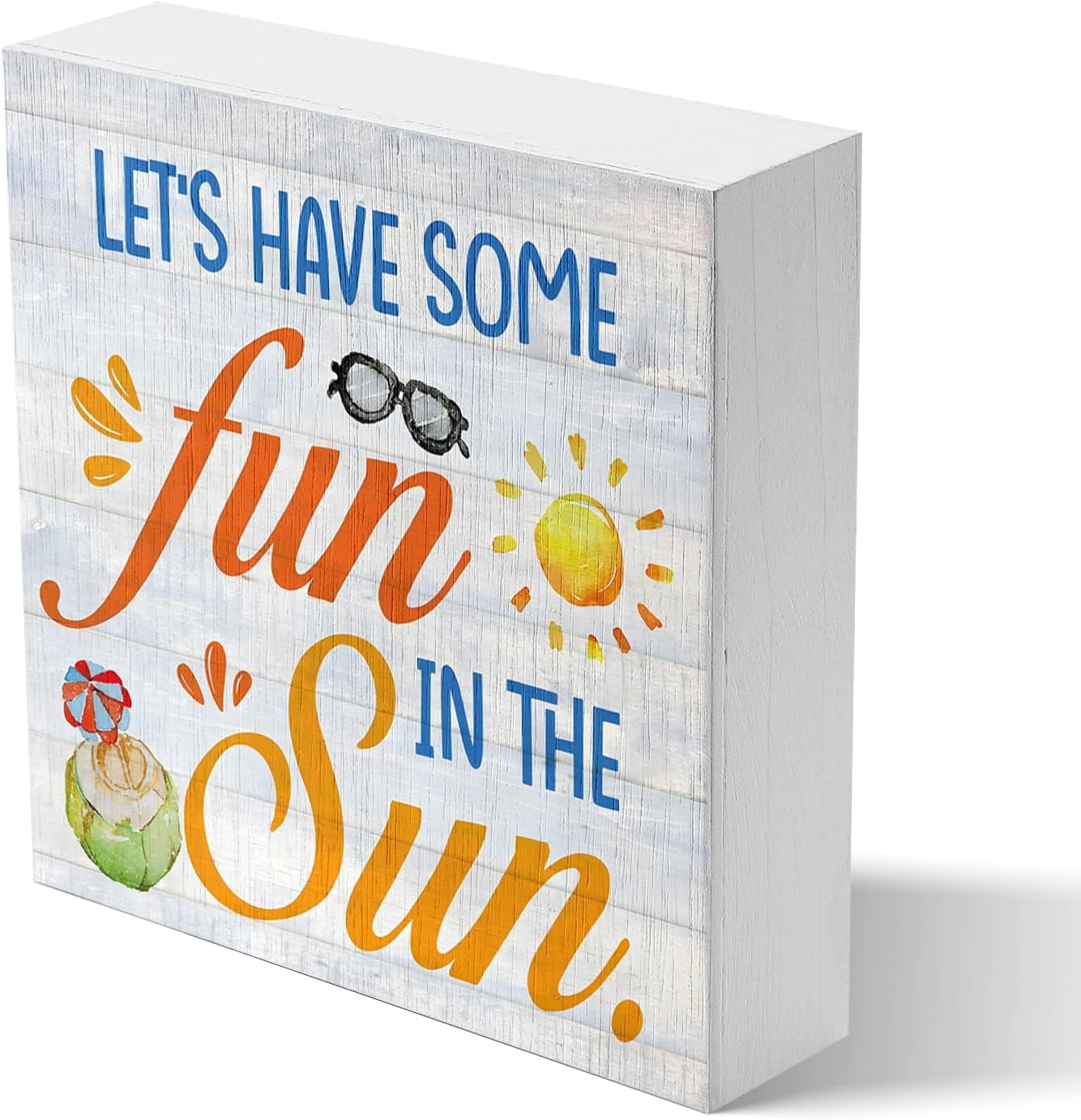 Zomyto 5x5 Inches Summer in the Sun Quote Vacation Wooden Box Signs ...