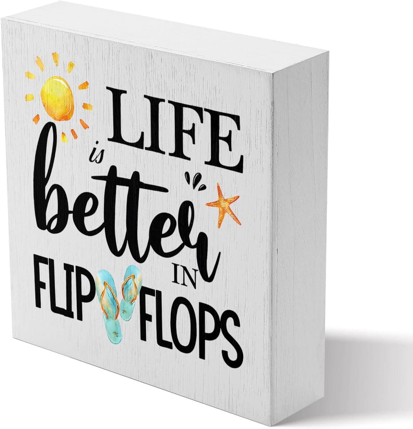 Zomyto 5x5 Inches Welcome Summer Life is Better in Flip Flops Wooden ...