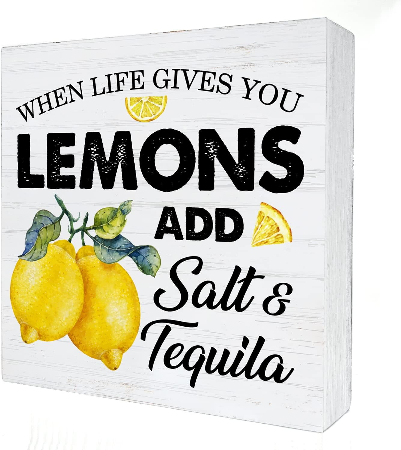 Zomyto 5x5 Inches When Life Gives You Lemons Wood Box Sign Decor Lemon ...