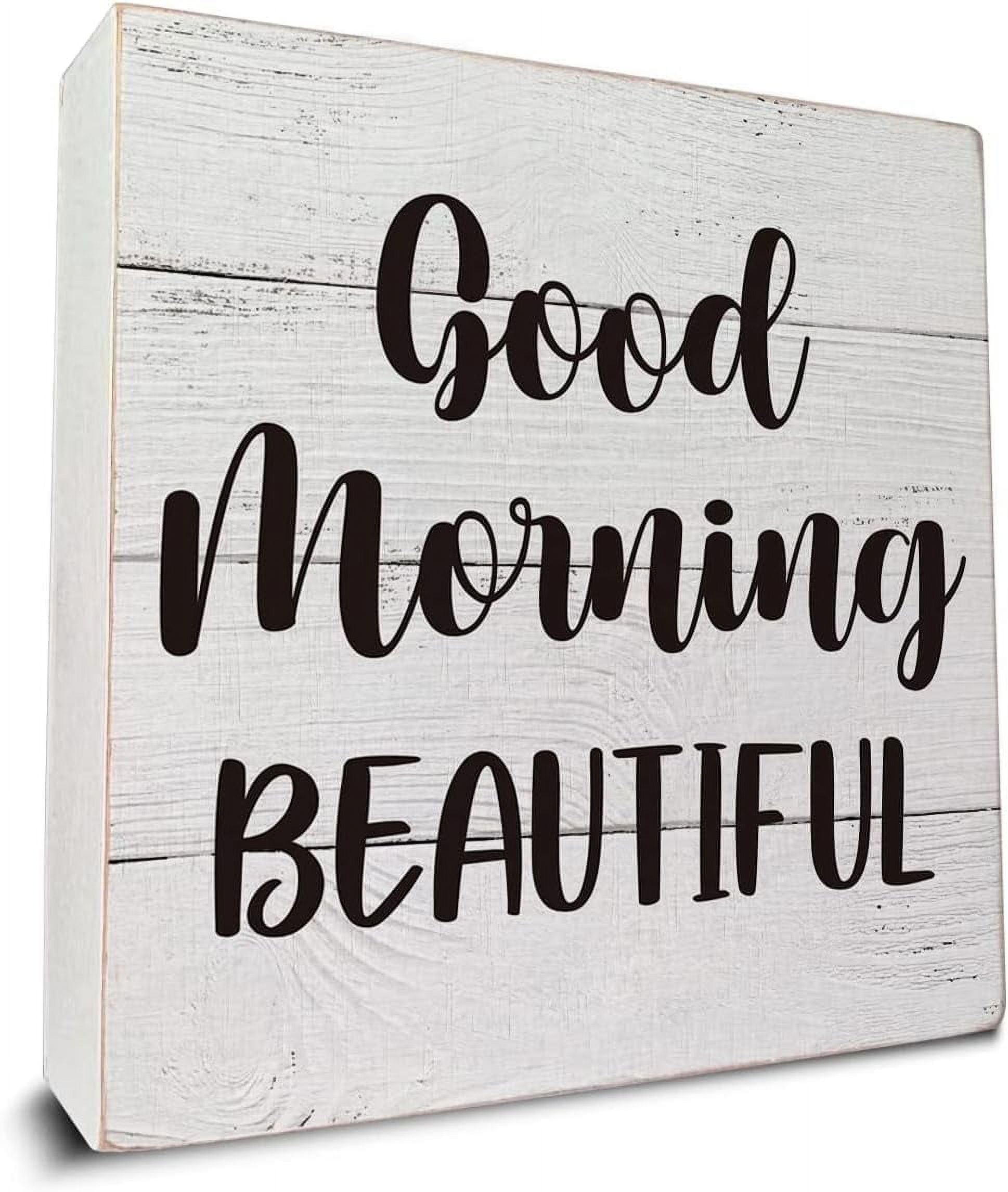 Zomyto 5x5 inches Good Morning Beautiful Wooden Box Sign Desk Decor ...