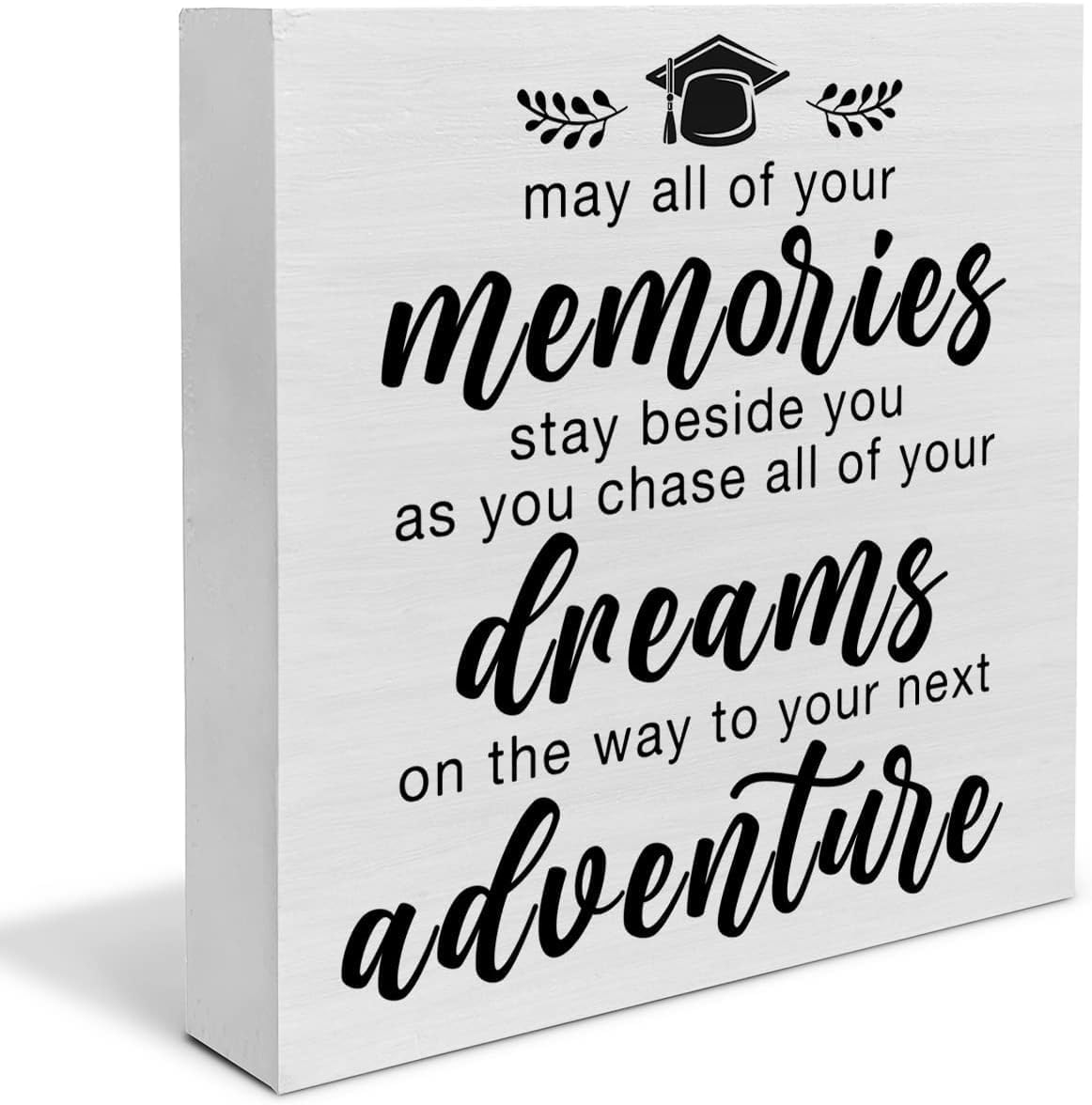 Zomyto 5x5 inches Graduation Quote Wood Box Sign Decor Desk Sign Grad Quote Wooden Box Block ...