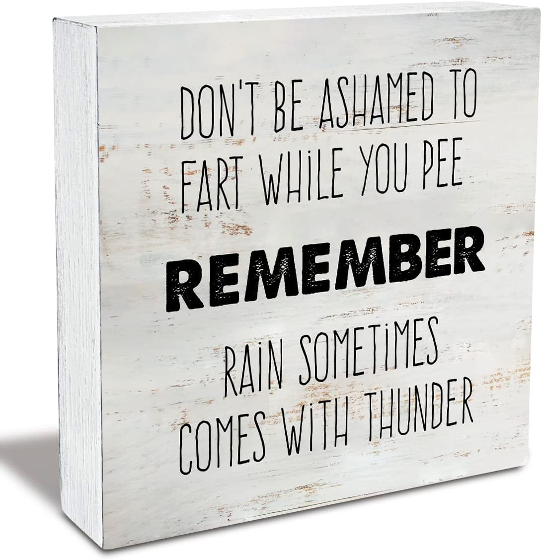 Zomyto 5x5 inches Rustic Don't be Ashamed Funny Bathroom Wood Box Sign ...
