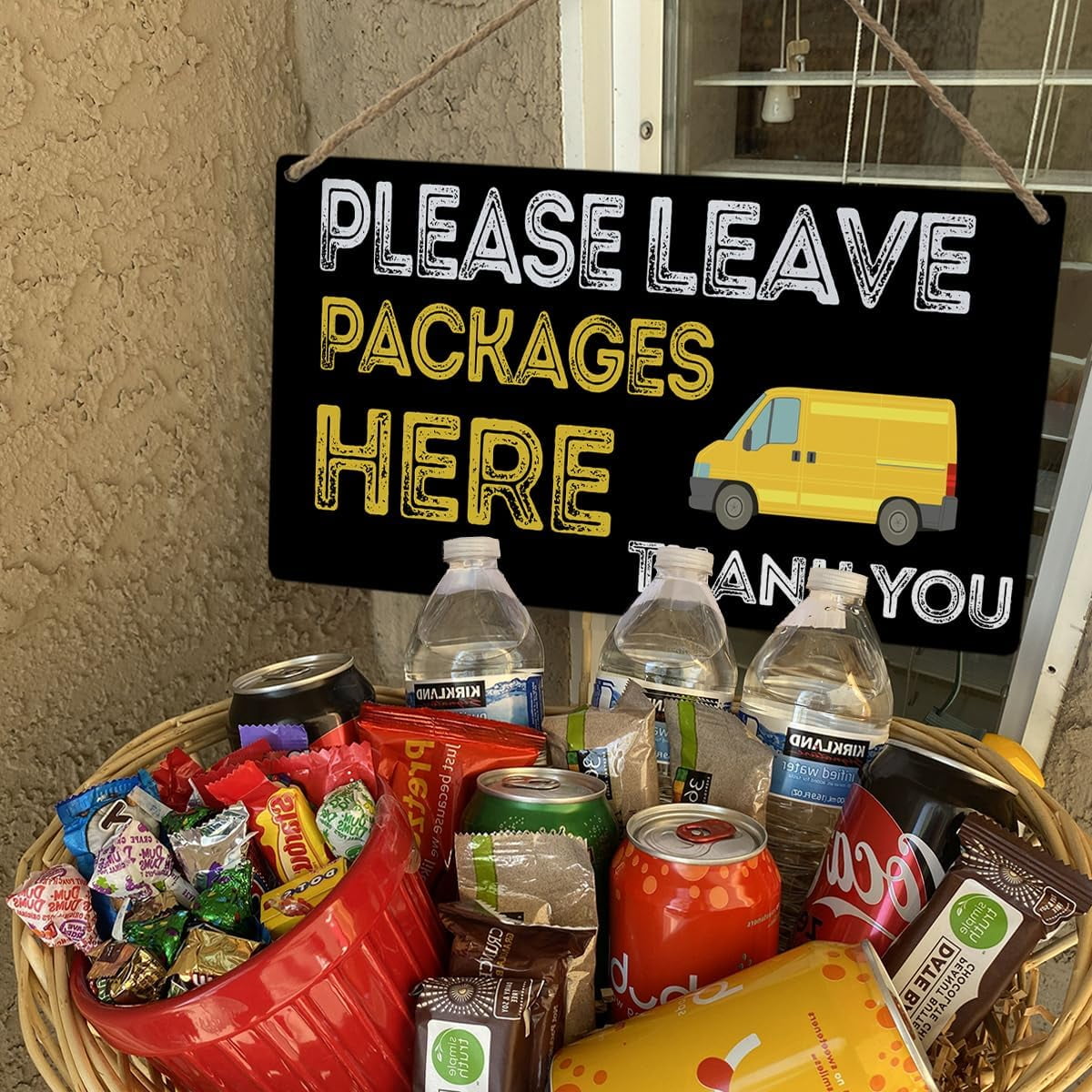 Zomyto 6"x12" Delivery Sign,Please Leave Packages Here Black Wood Wall ...