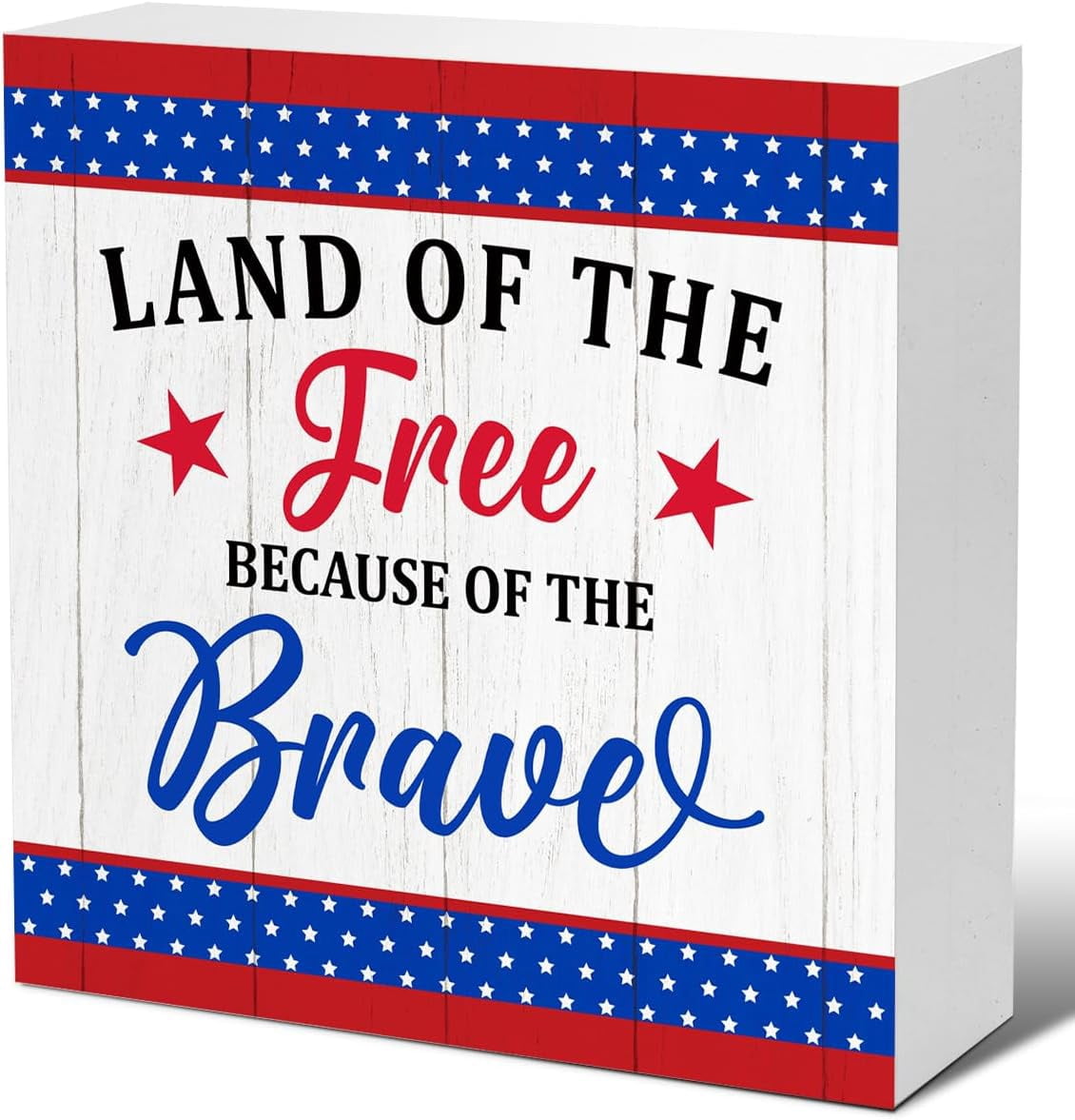 Zomyto 7"x7" 4th of July Independence Day Wood Decor,Land of the Free ...