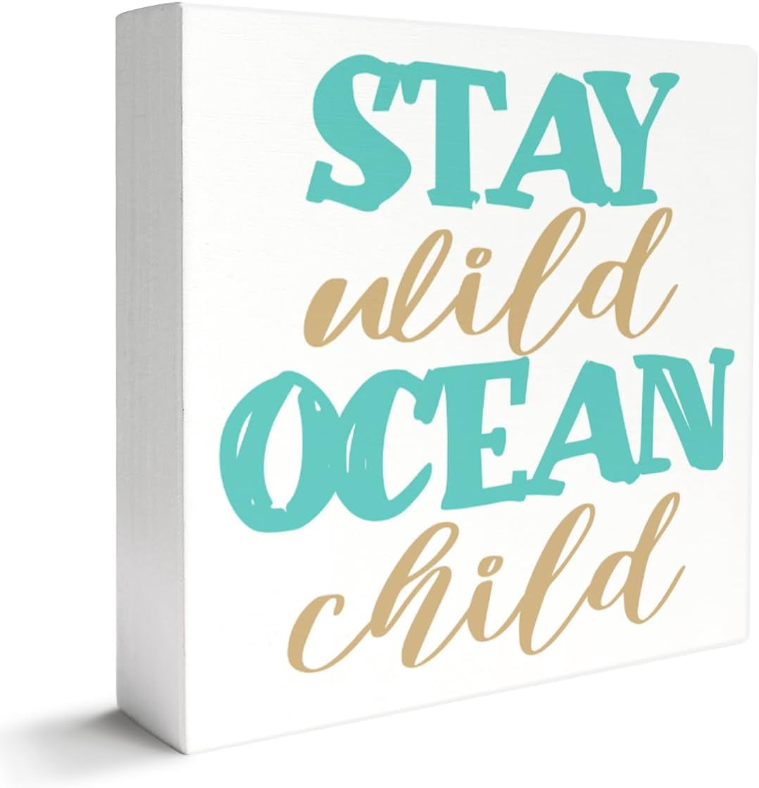 Zomyto 7"x7" Beach Decor Wooden Box Sign,Beach Room Beach House Ocean ...