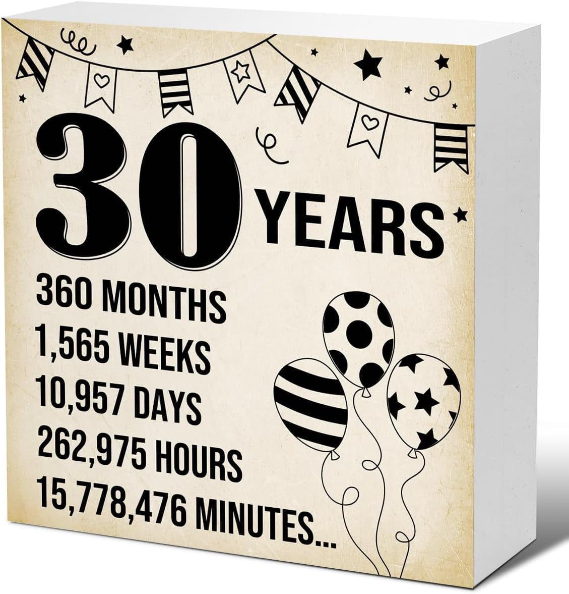 Zomyto 7"x7" Birthday Gift Wood Block Signs,Personalize 30th Birthday ...