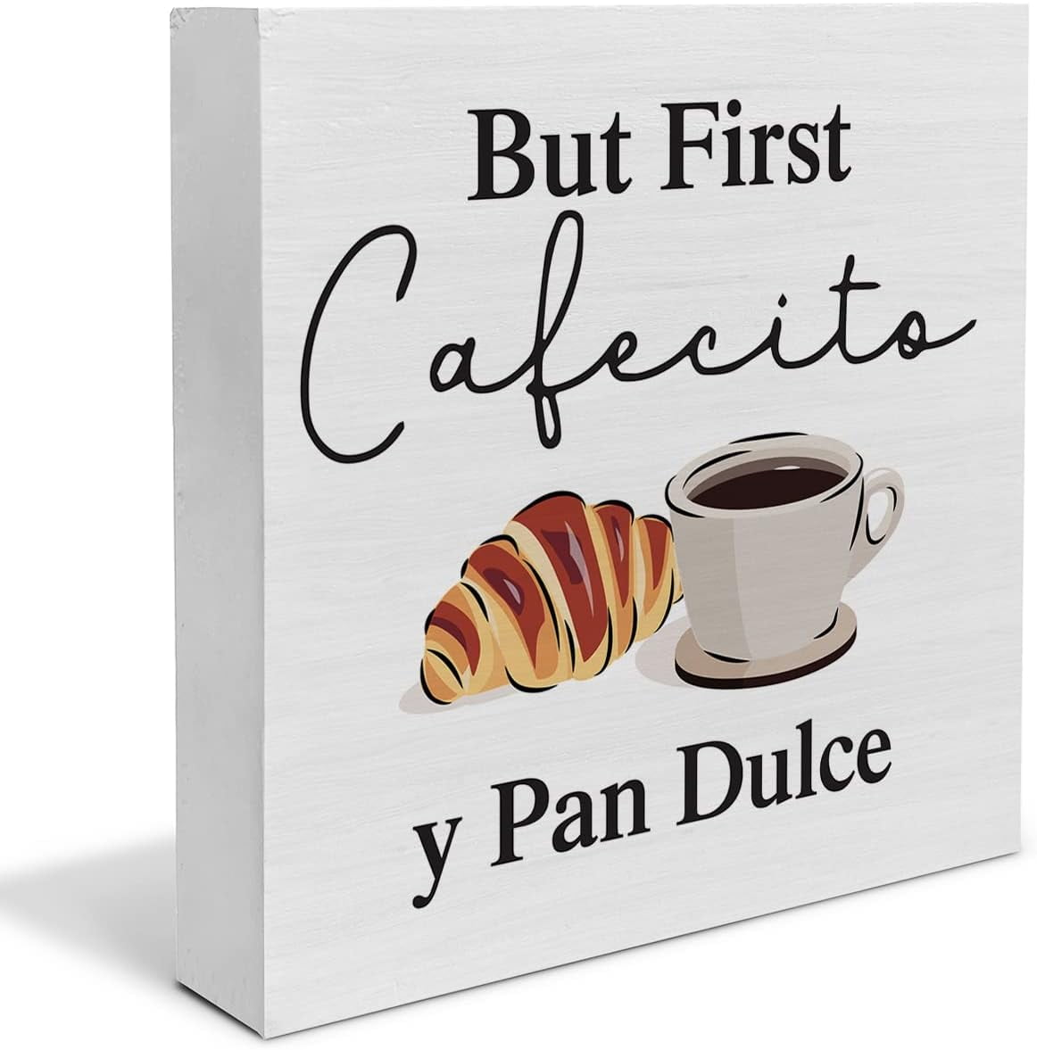Zomyto 7"x7" Country But First Cafecito Y Pan Dulce Wood Box Sign Decor ...