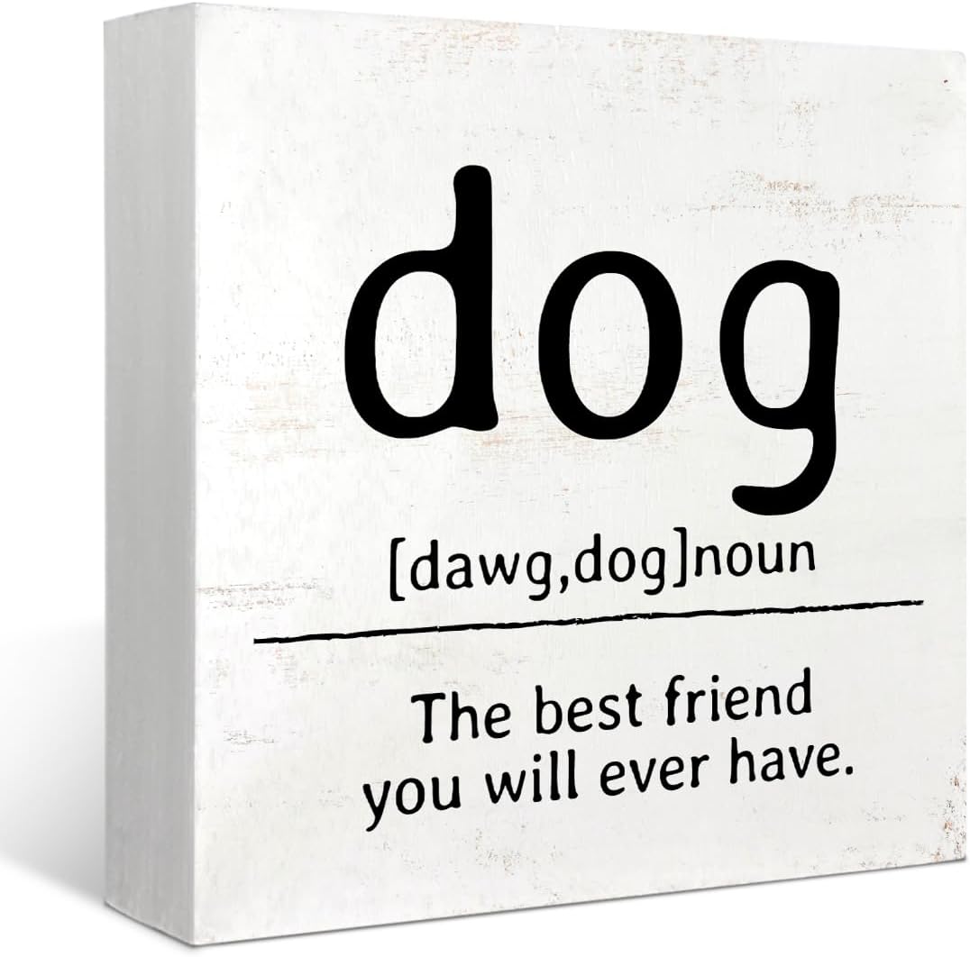 Zomyto 7"x7" Dog Decorations for The Home Table Shelf Wood Box Sign ...